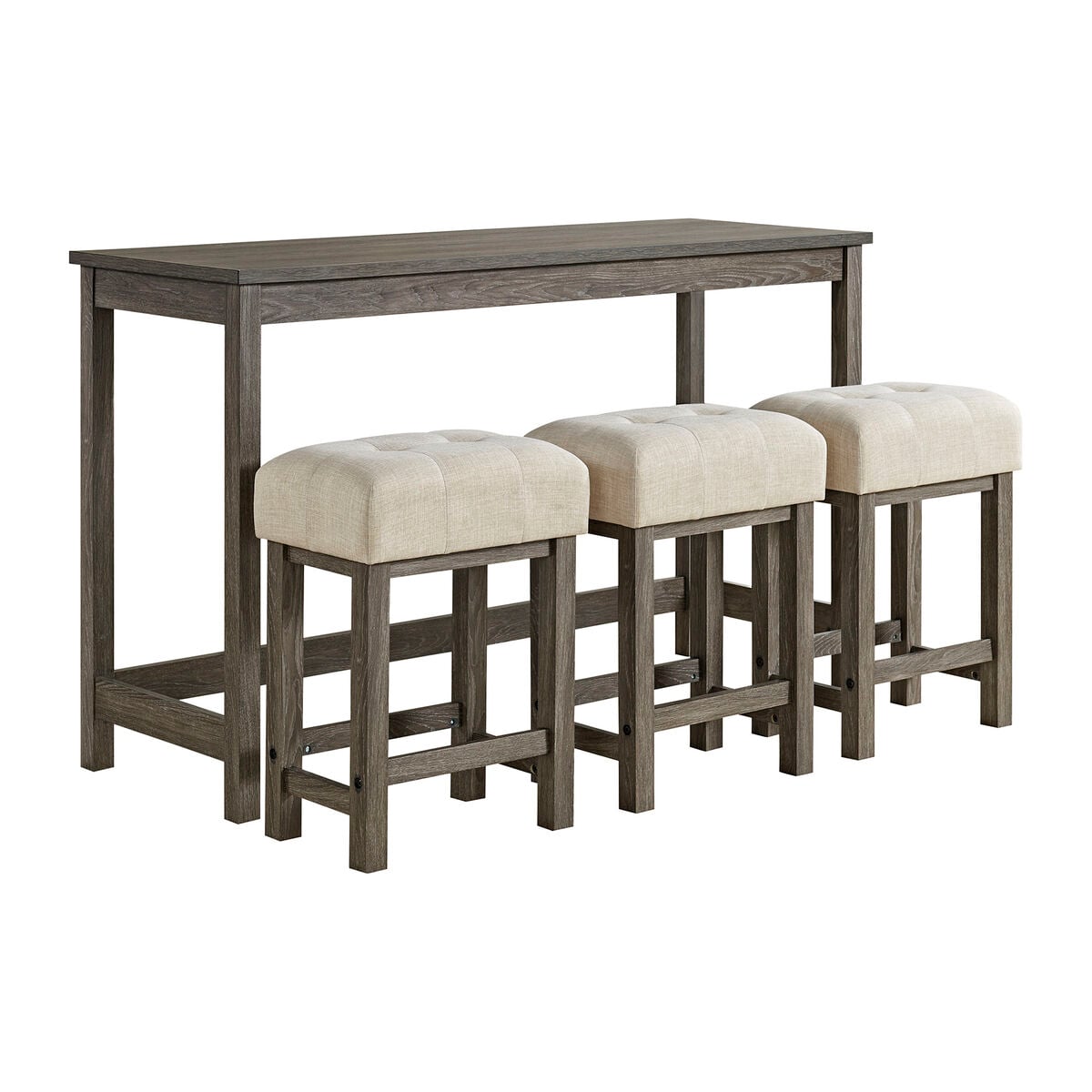Elements International Eleanor T-6460-4-BTSP Transitional Bar Table Set with 1-Table & 3-Stools ...