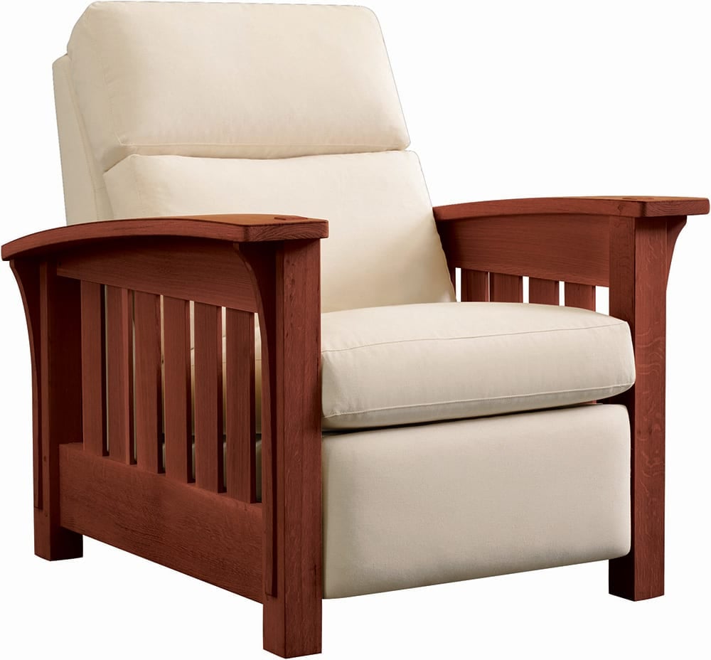 Stickley Mission 91-406-WR-Cherry-LTH-PW Bow Arm Morris Power Wall ...