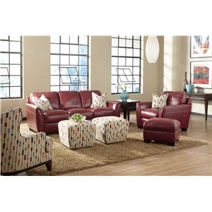 Simon Li J049 Contemporary Leather Stationary Sofa - Adcock Furniture ...