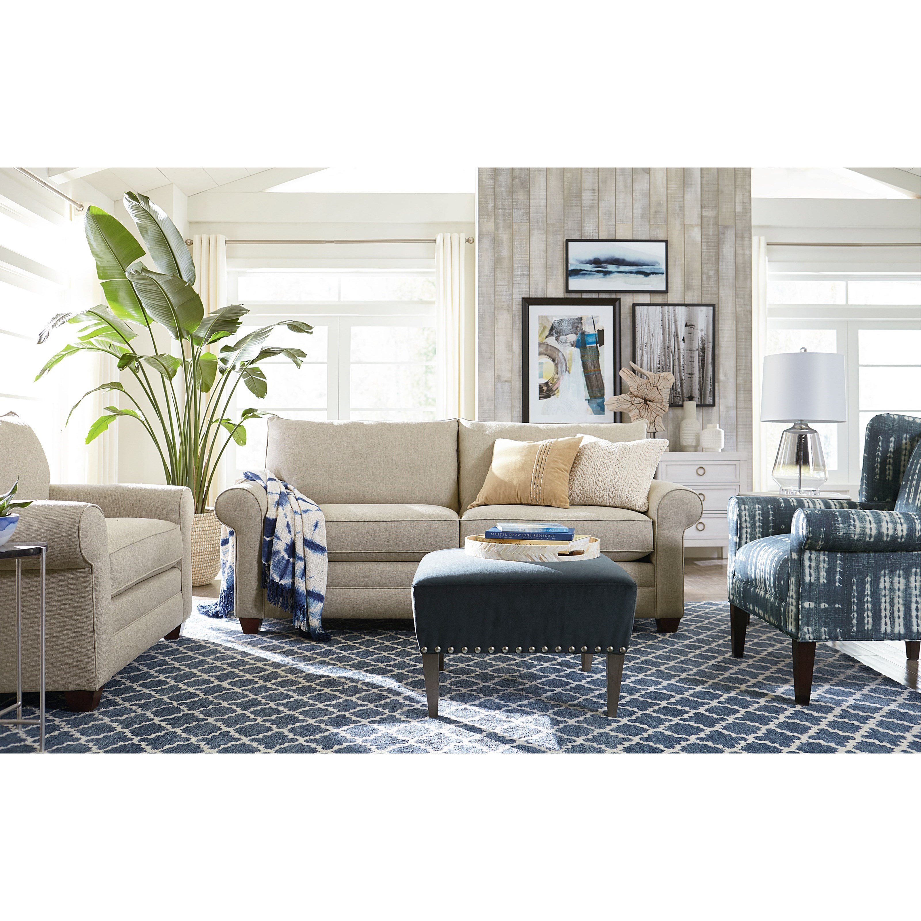 Bassett Alexander Casual 2-Cushion Sofa with Rolled Arms | Wayside ...