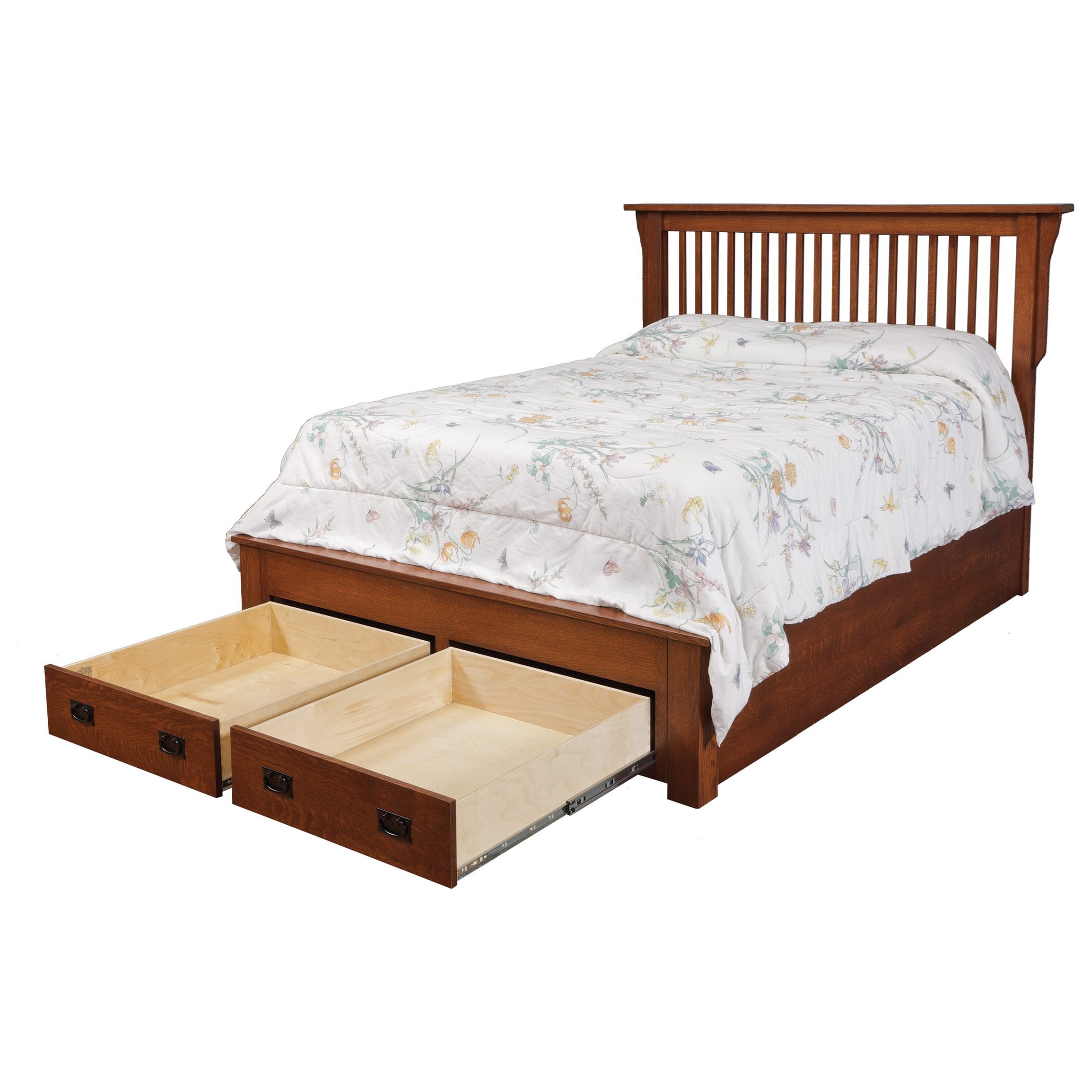 Daniel's Amish Mission Queen Storage Bed with 2 Footboard End Drawers ...