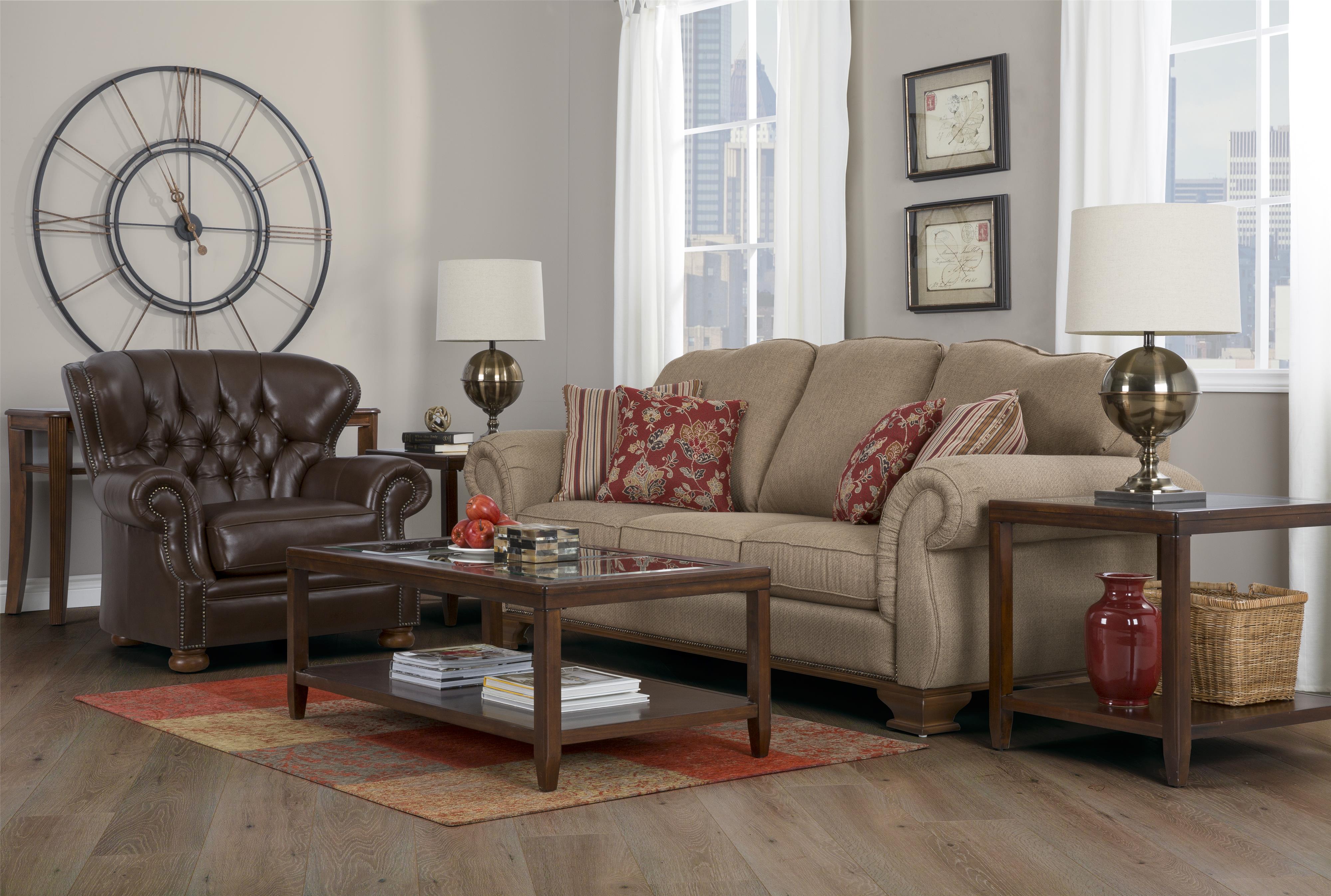Decor-Rest 6933 Traditional Sofa with Exposed Wood Accents | Wayside ...
