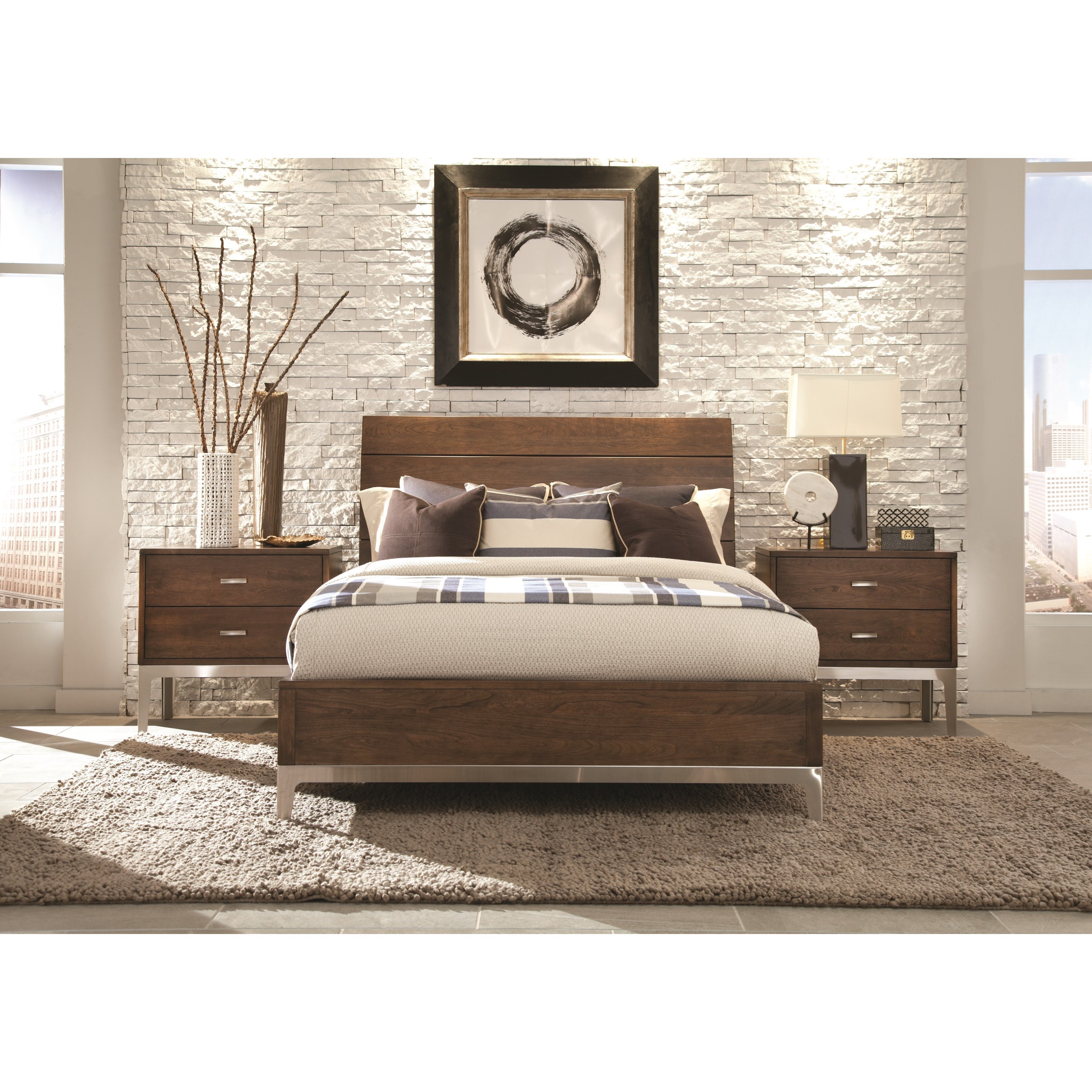 Durham Defined Distinction Queen Wood Plank Bed with Stainless Steel ...