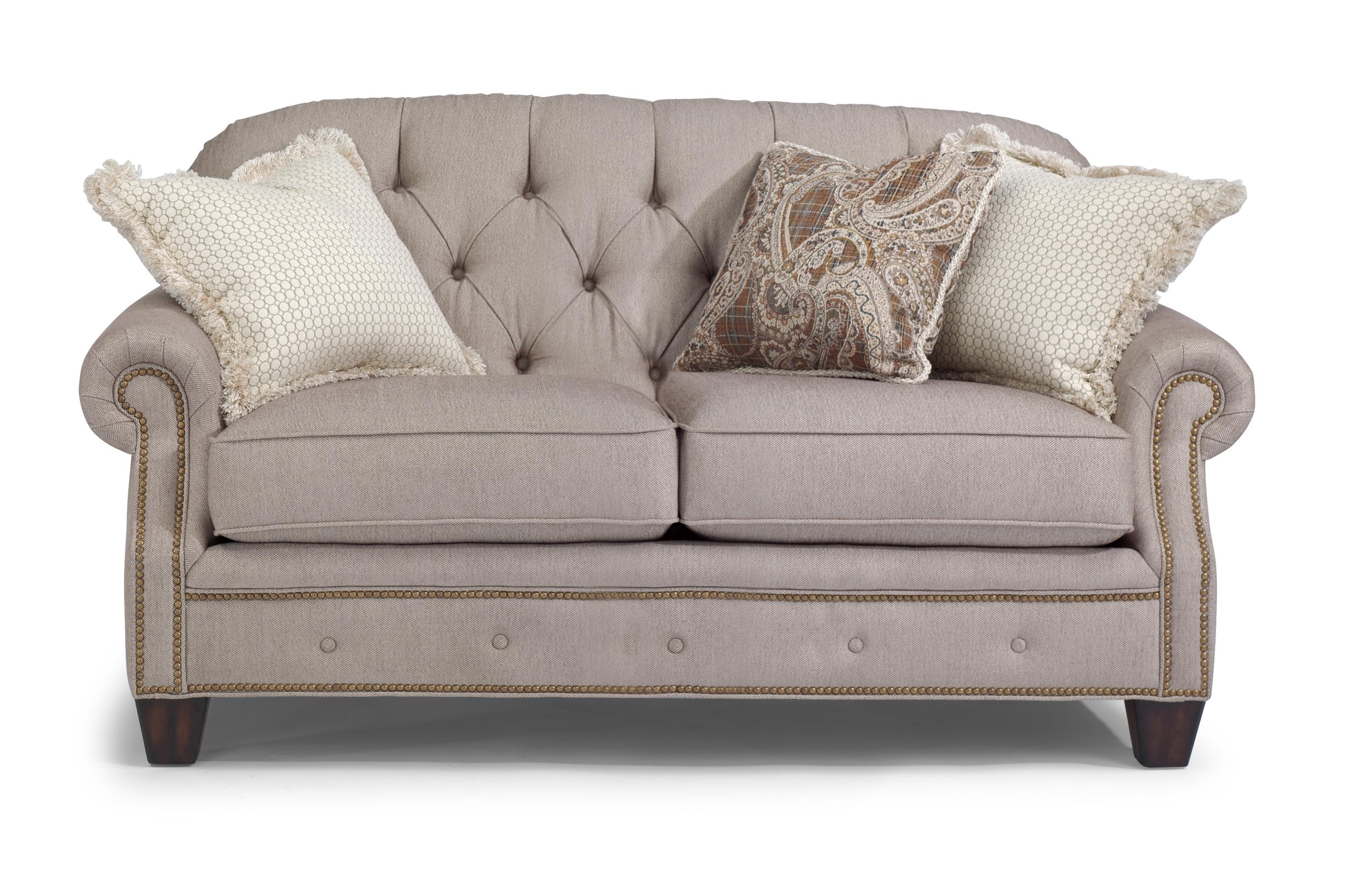 Flexsteel Champion Transitional Button-Tufted Loveseat with Rolled Arms ...