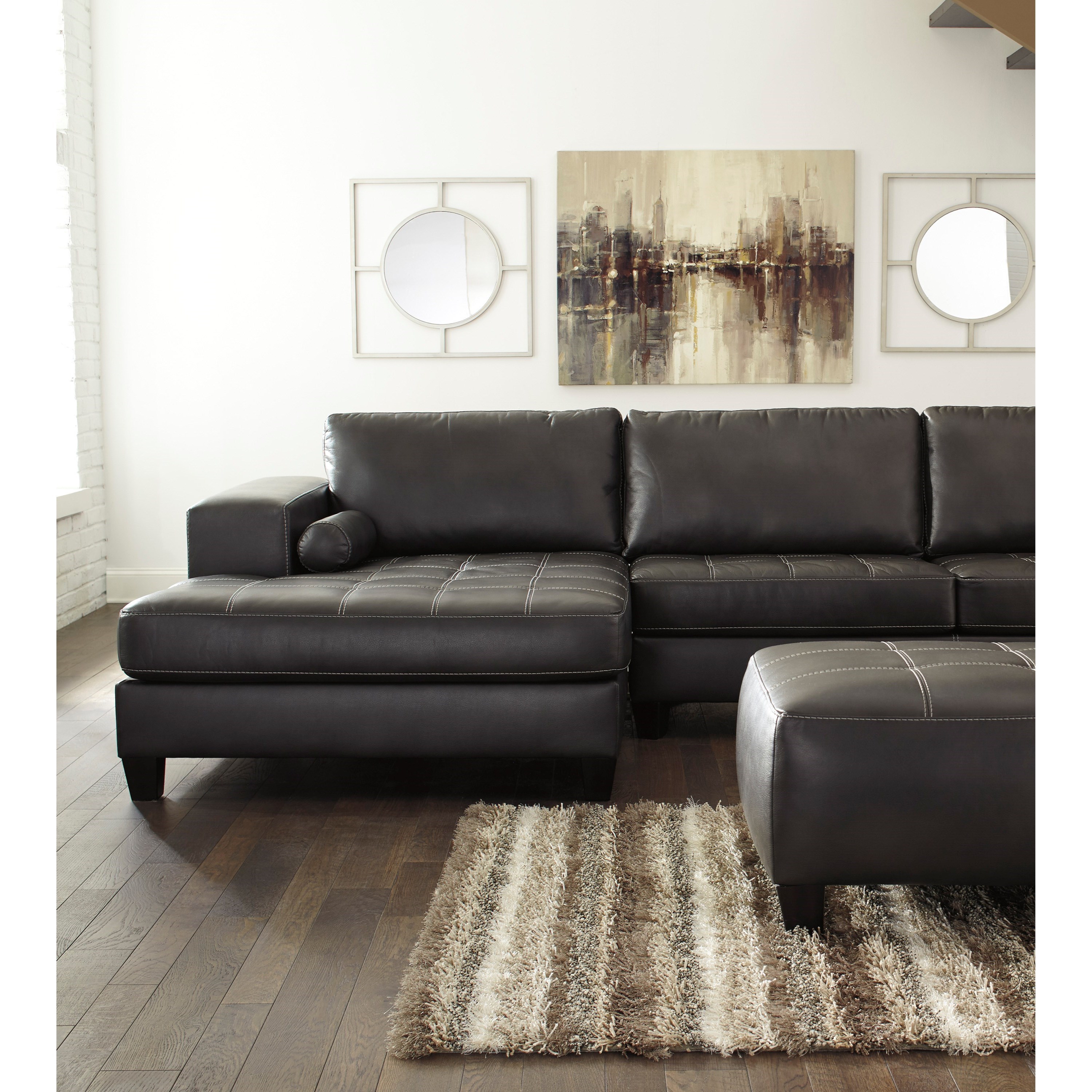 Signature Design by Ashley Nokomis Contemporary Faux Leather Sectional ...