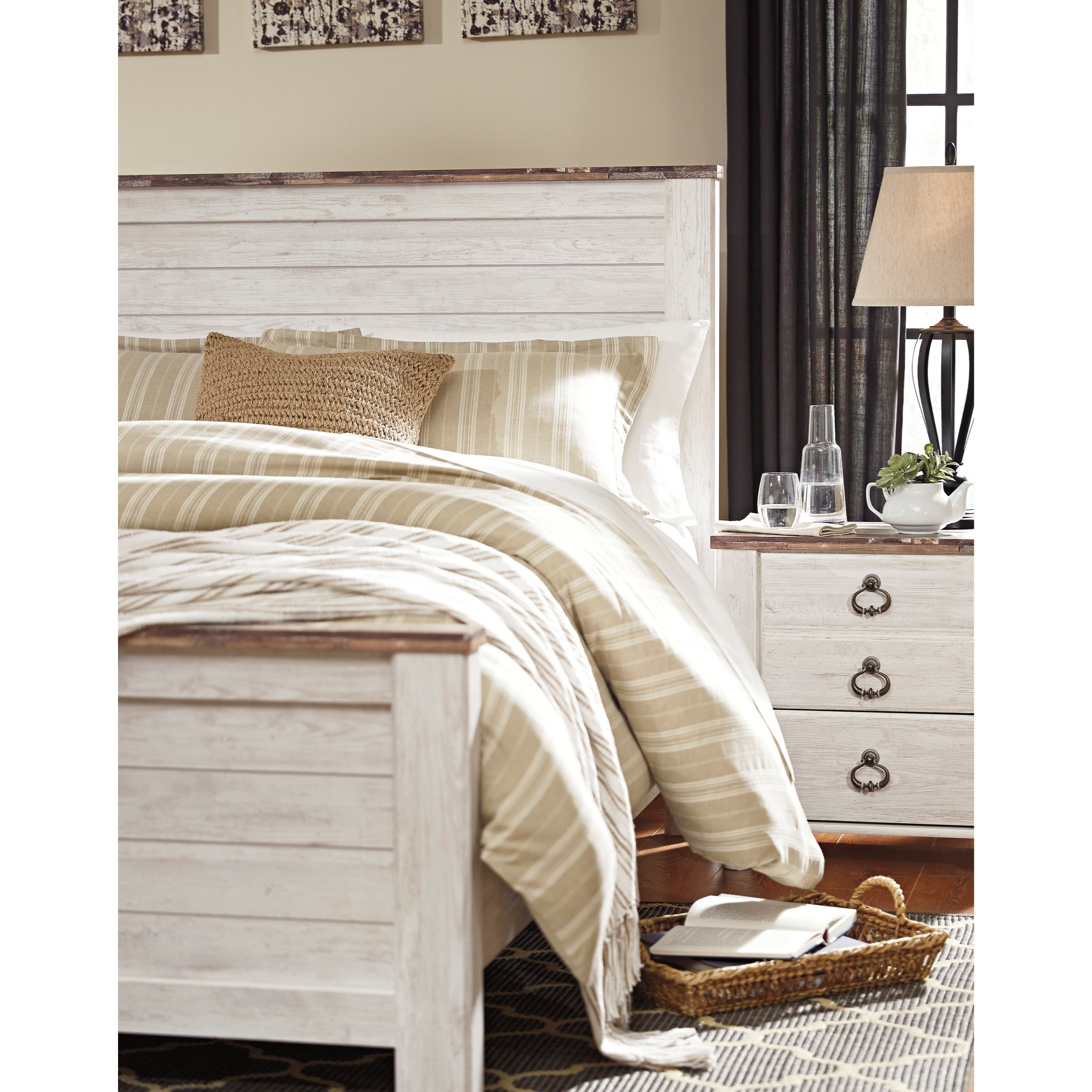Signature Design by Ashley Willowton Two-Tone King Panel Bed with Plank ...