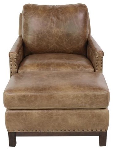 Valente Leather Leather Chair and Ottoman | Sprintz Furniture | Chair ...