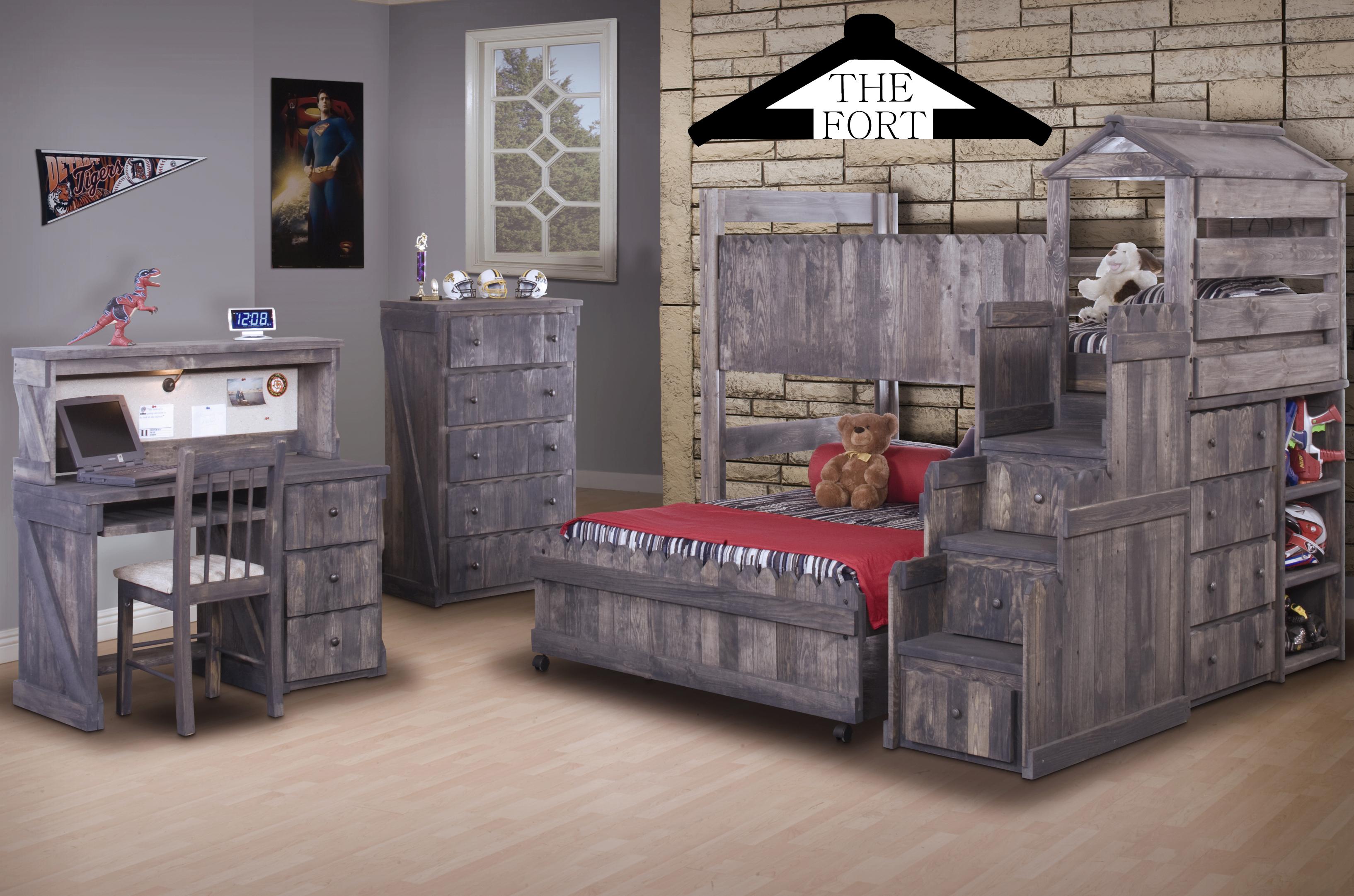 Trendwood The Fort Twin/Full Complete Loft Fort Bed with Stairway Chest ...