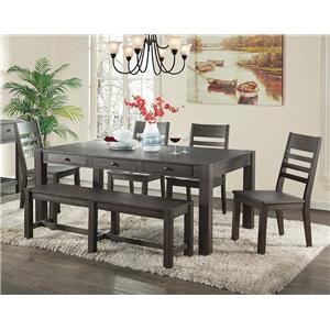 Intercon Drake Cottage Table and Chair Set with Bench and Storing Leaf ...