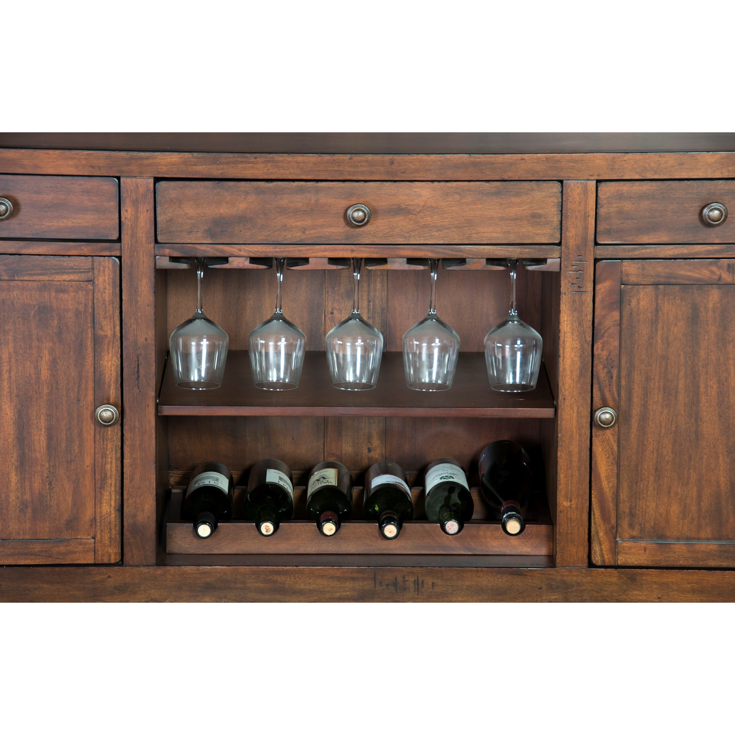 Sunny Designs Tuscany Rustic Bar with Removable Wine Rack and 3 Drawers ...