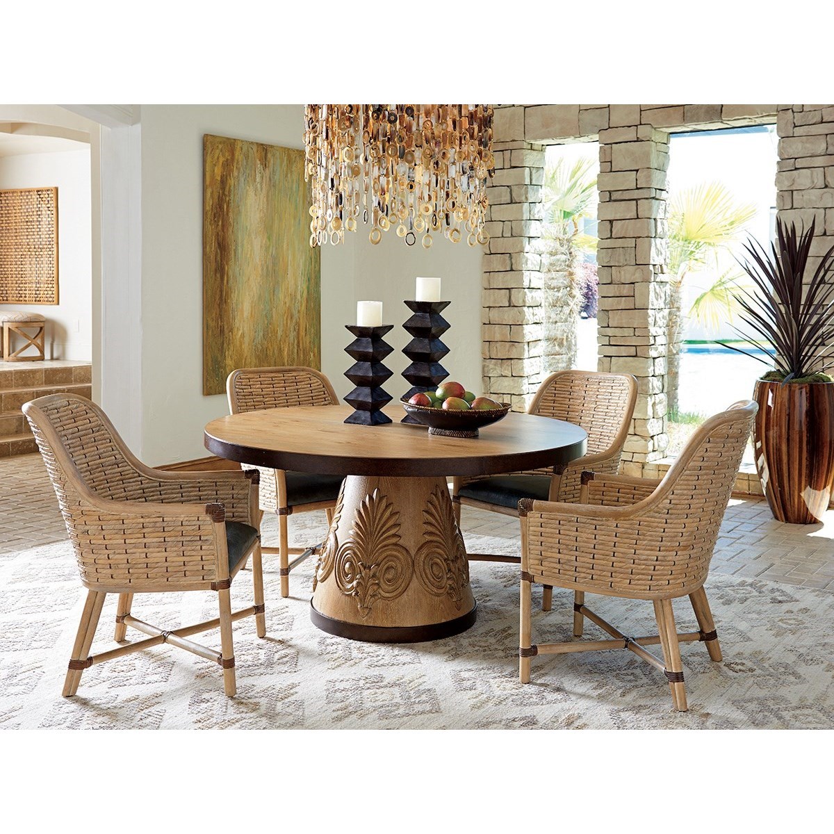 Tommy Bahama Home Los Altos 566-875C Weston Round Oak Dining Table with ...