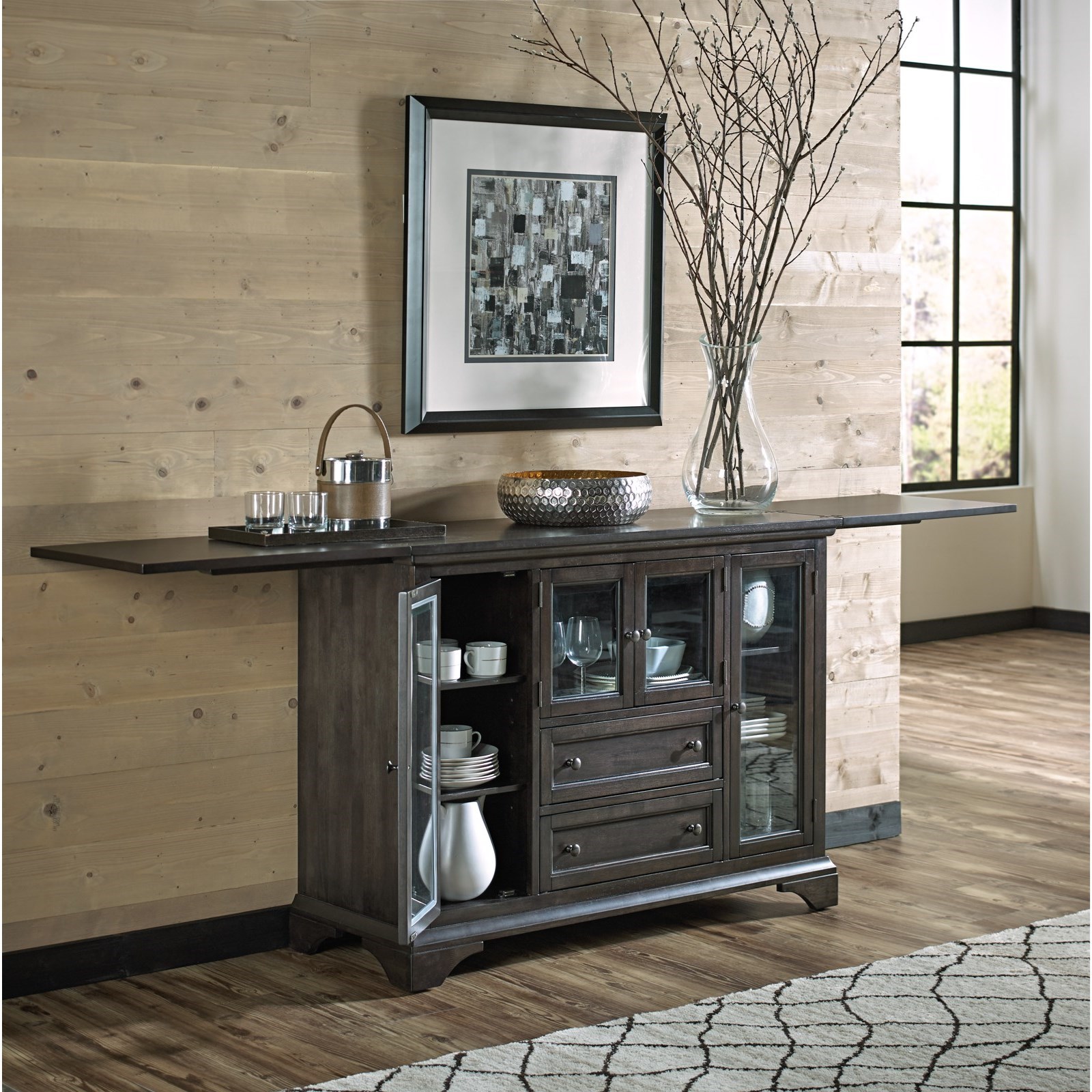 AAmerica Mariposa Flip Top Server with Glass Doors | Conlin's Furniture ...