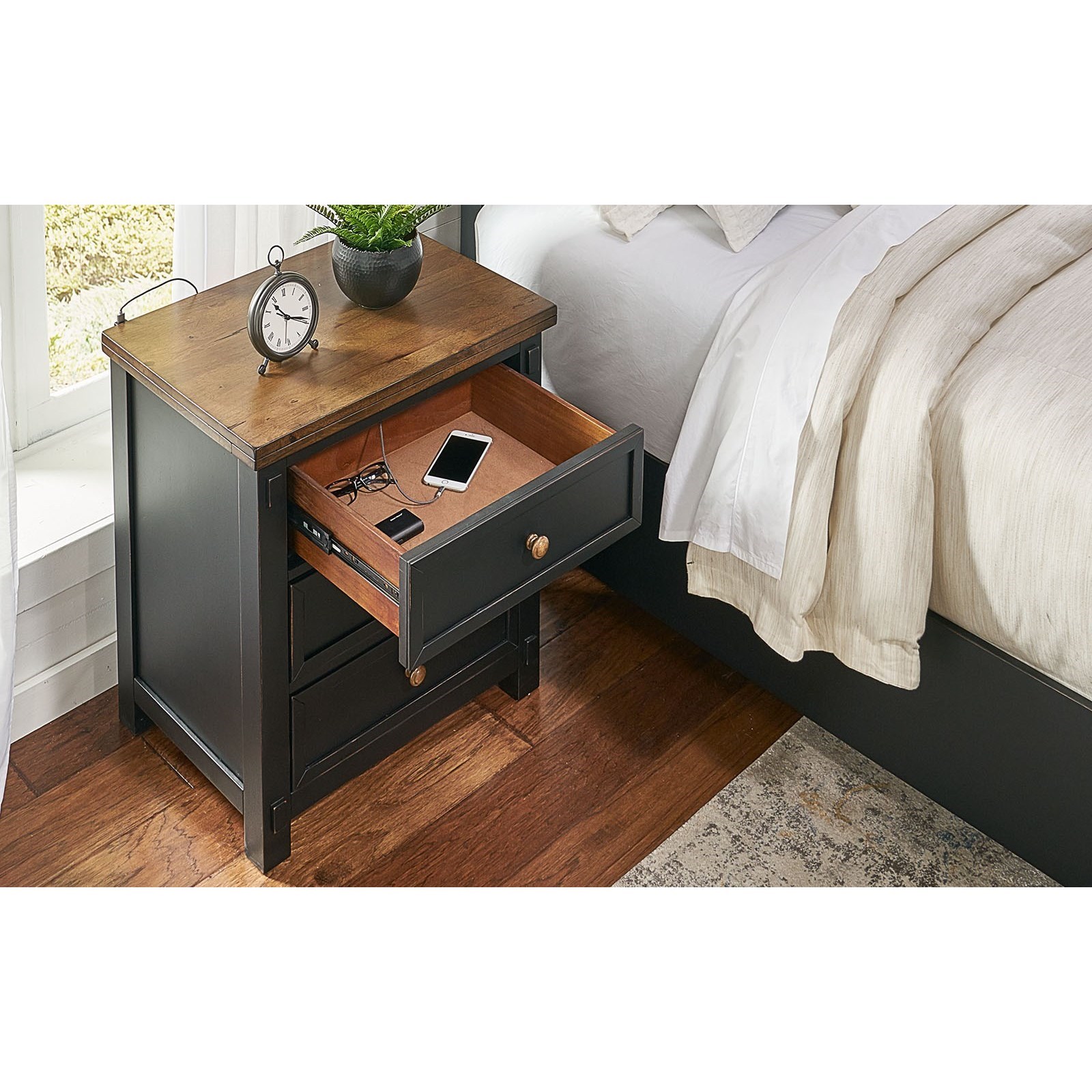 AAmerica Stormy Ridge Rustic 3-Drawer Nightstand with USB Port | Conlin ...