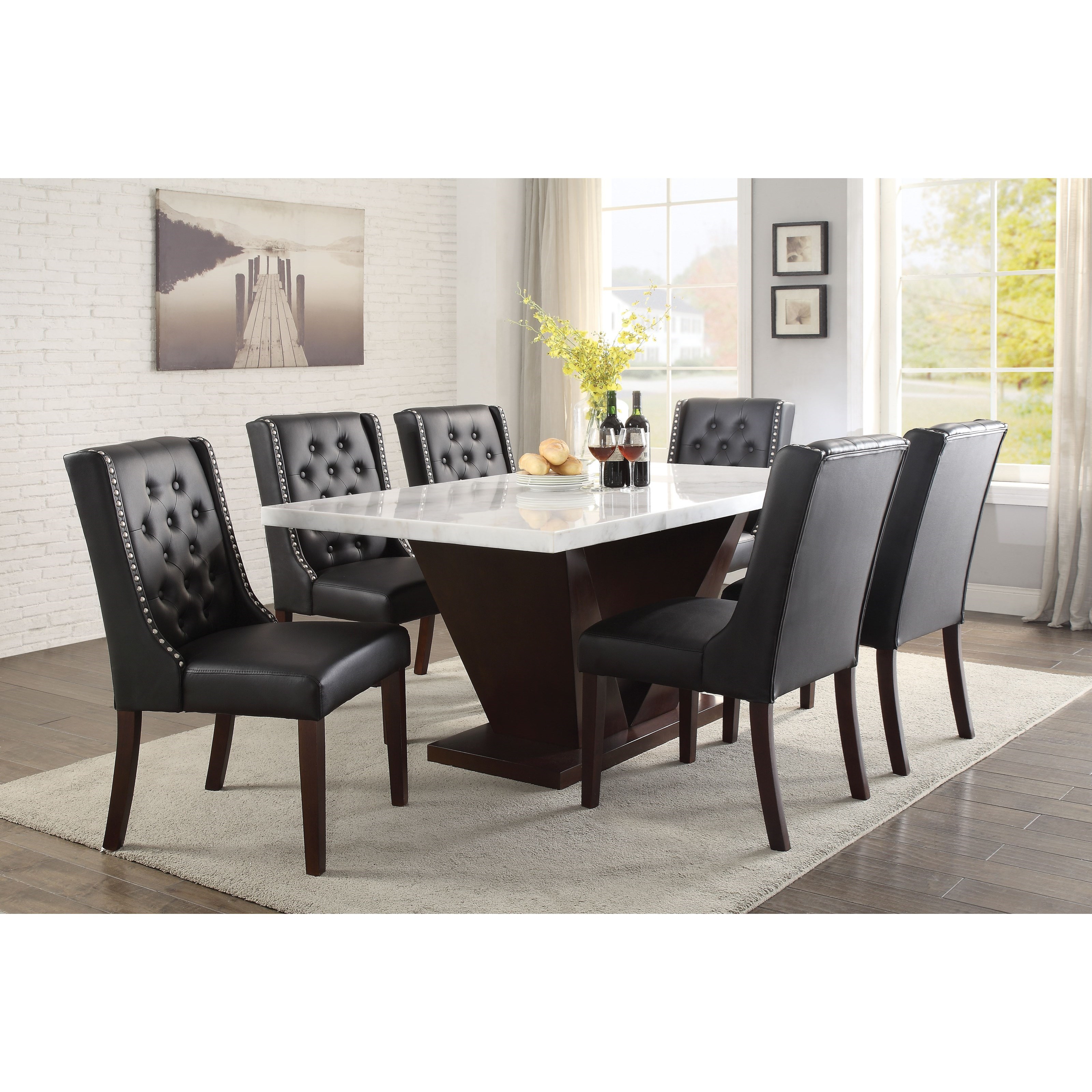Acme Furniture Forbes 72120 Contemporary Dining Table with Marble Top ...