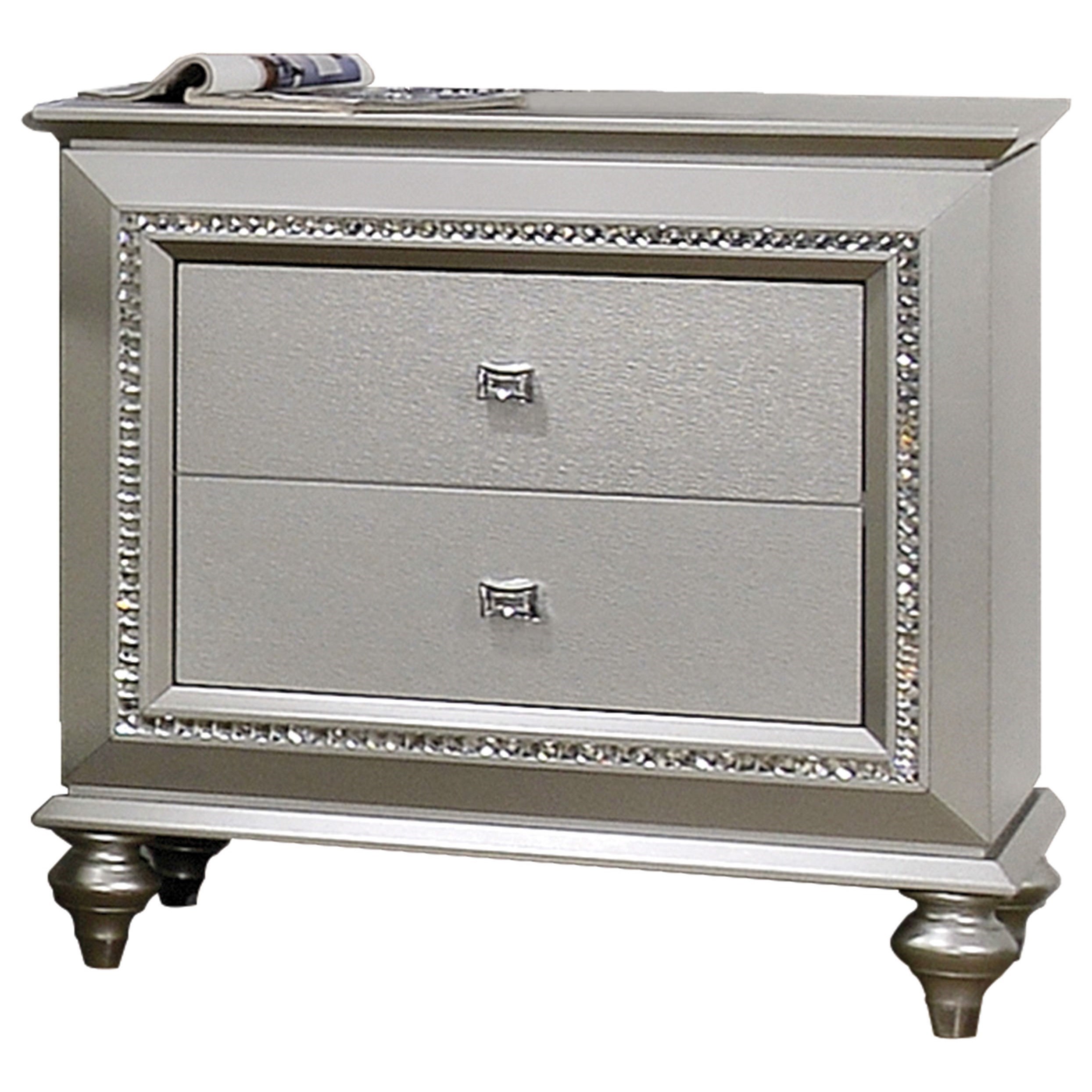 Acme Furniture Kaitlyn 27233 Glam Nightstand with Two Drawers ...