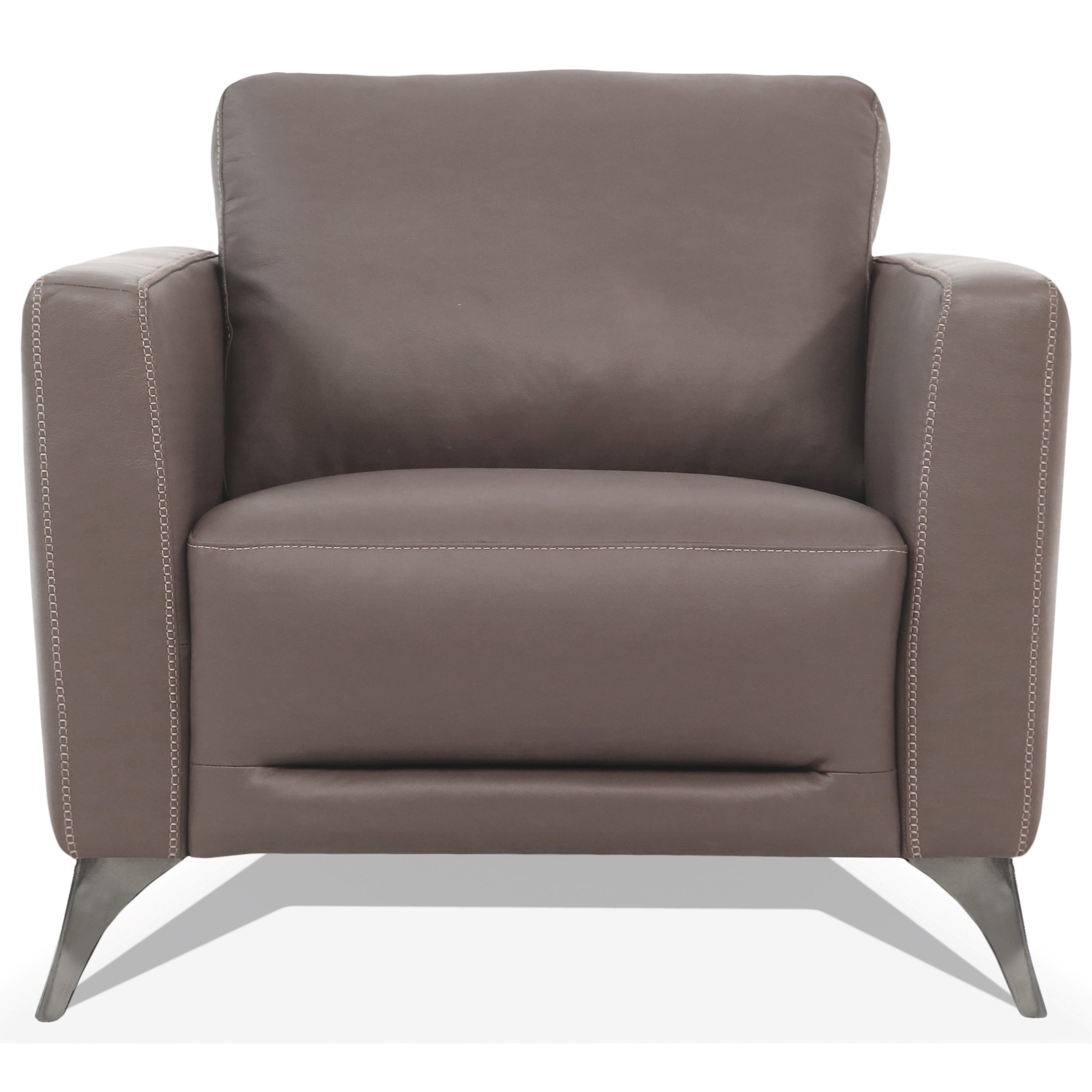 Acme Furniture Malaga 55002 Contemporary Leather Chair with Chrome ...
