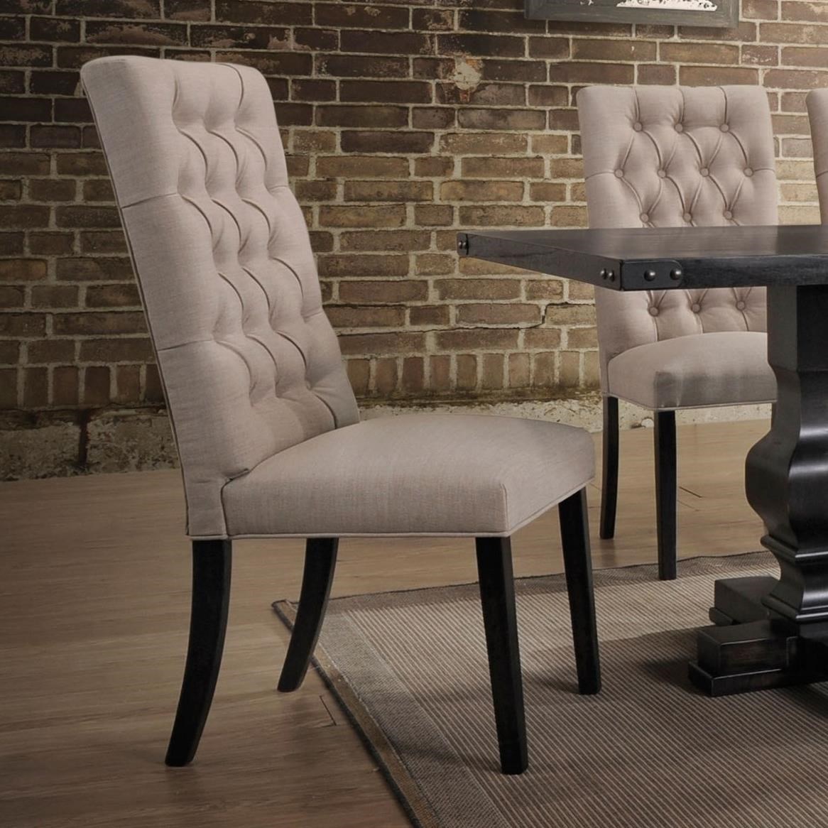 Acme Furniture Morland 74647 Transitional Side Chair with Tufted Backs A1 Furniture Mattress Dining Side Chairs