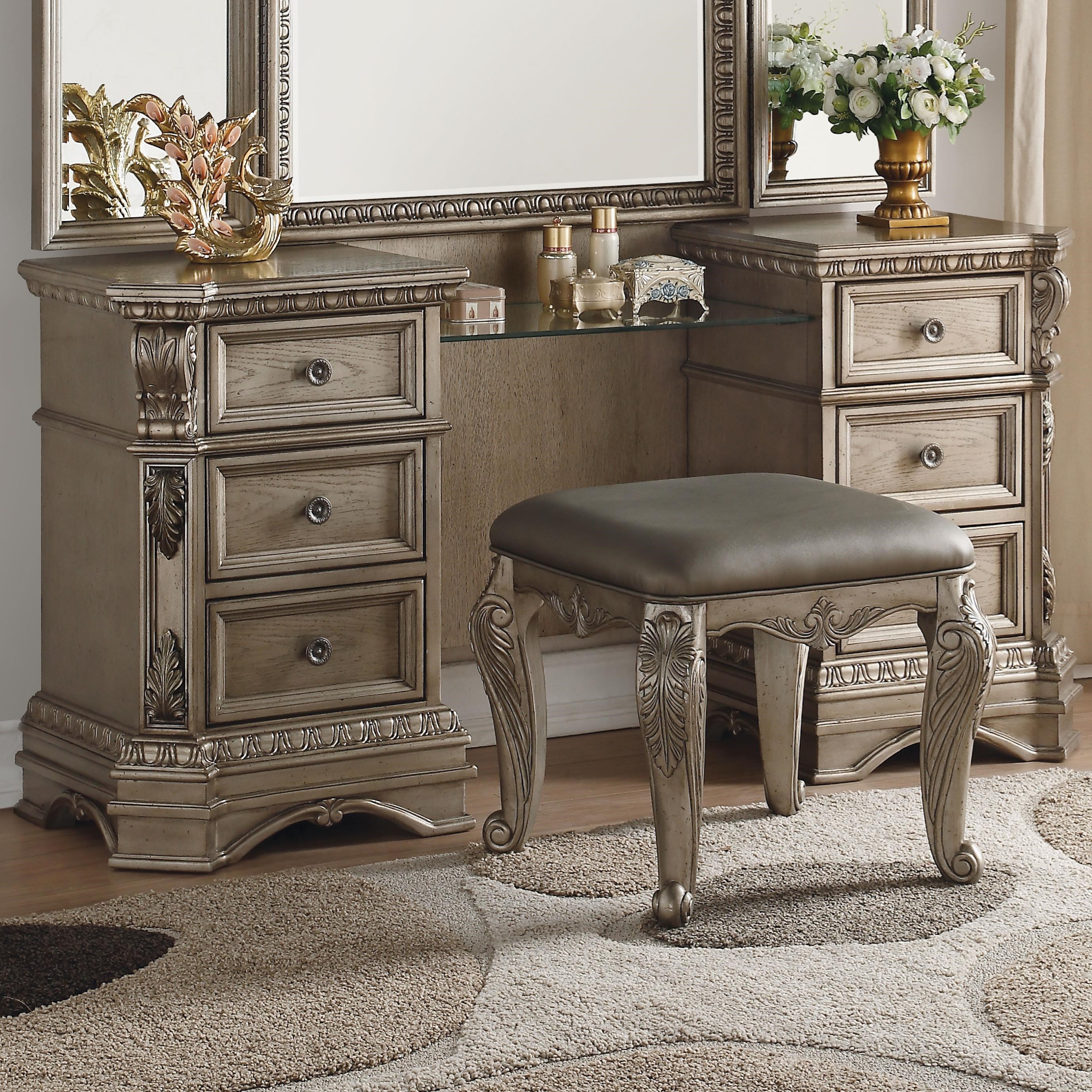 Acme Furniture Northville Traditional 6 Drawer Vanity Desk With 1 Glass Acme Furniture Northville Traditional 6 Drawer Vanity Desk With 1 Glass