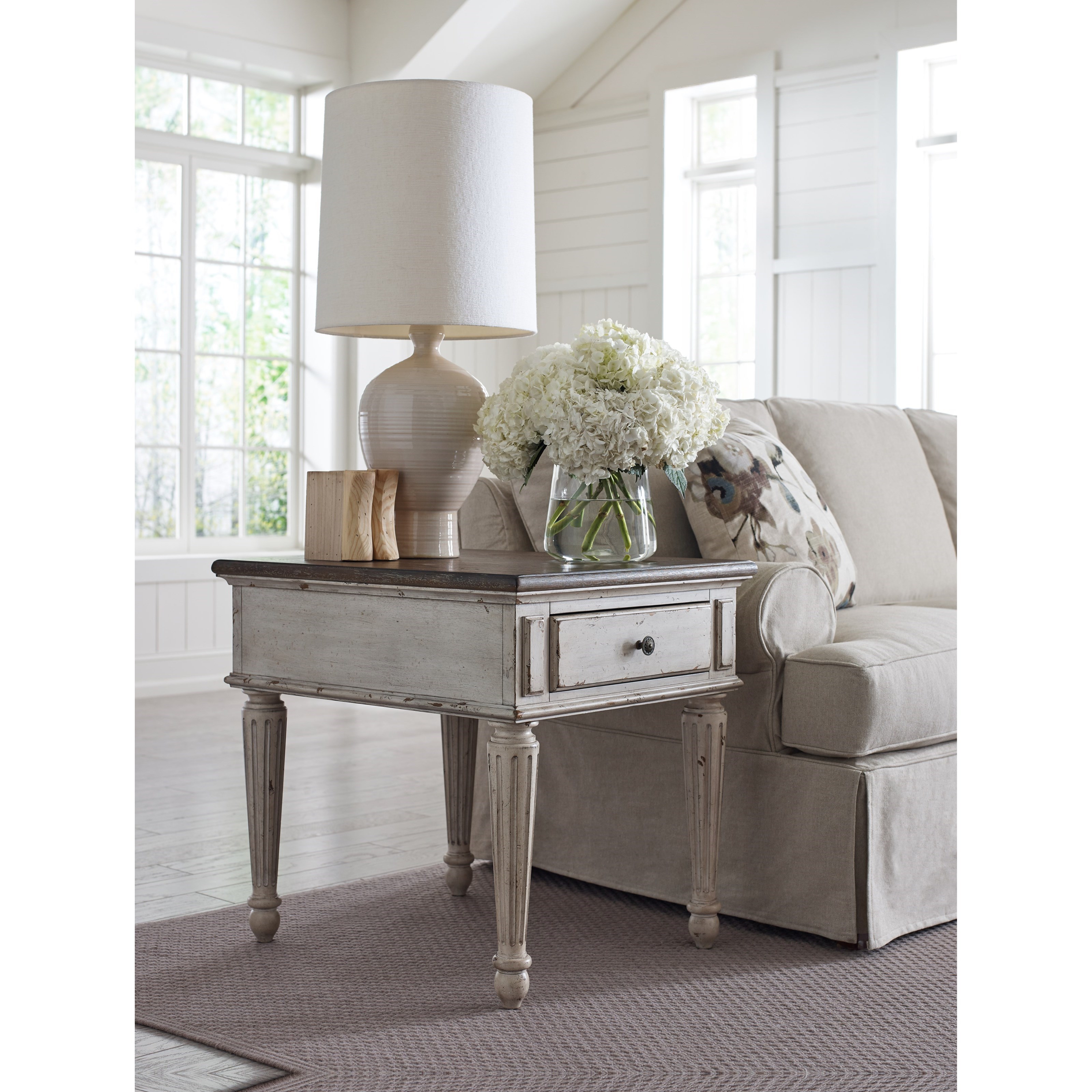 American Drew SOUTHBURY Drawer End Table with Distressed Finish ...