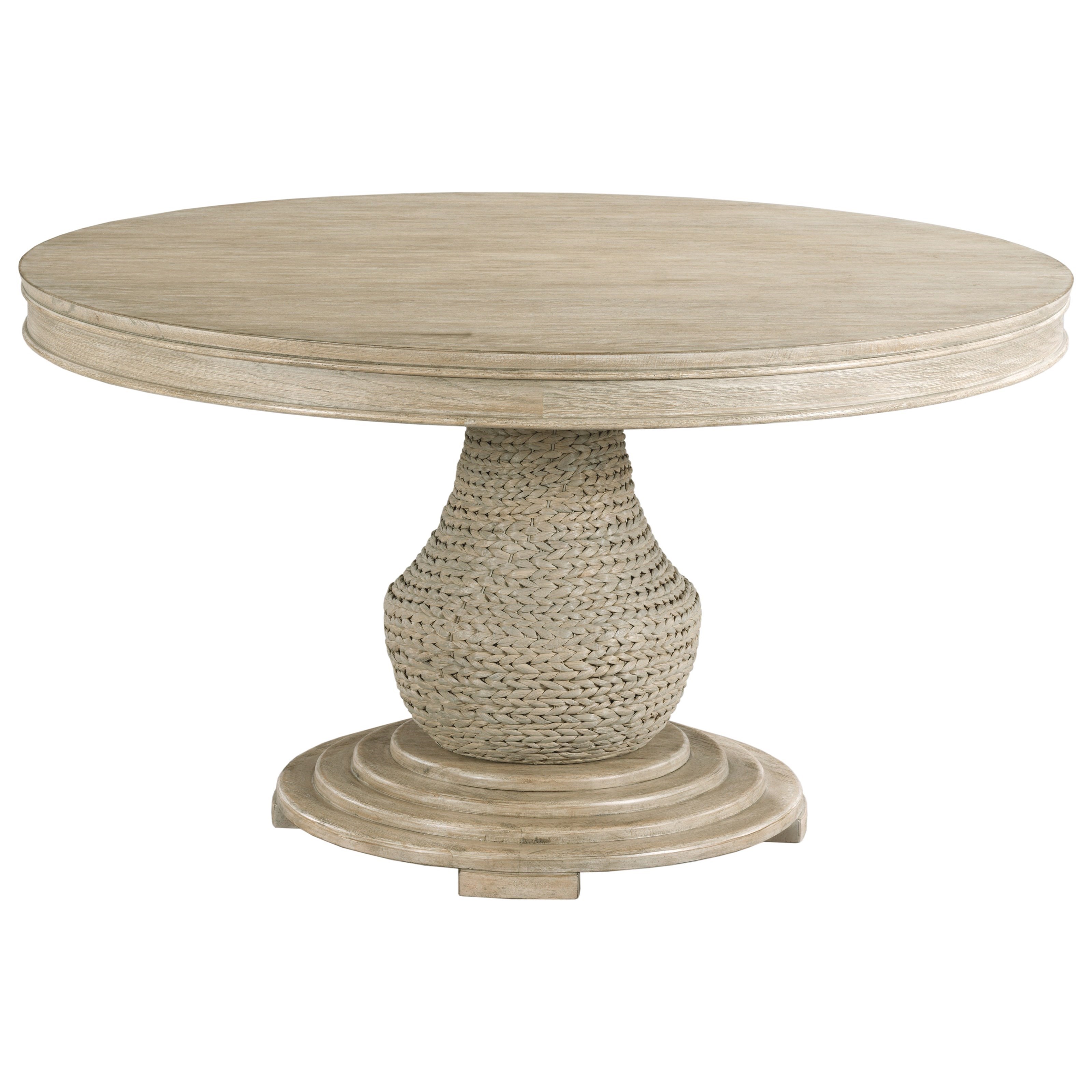 American Drew Vista Relaxed Vintage Largo Round Dining Table with Woven ...