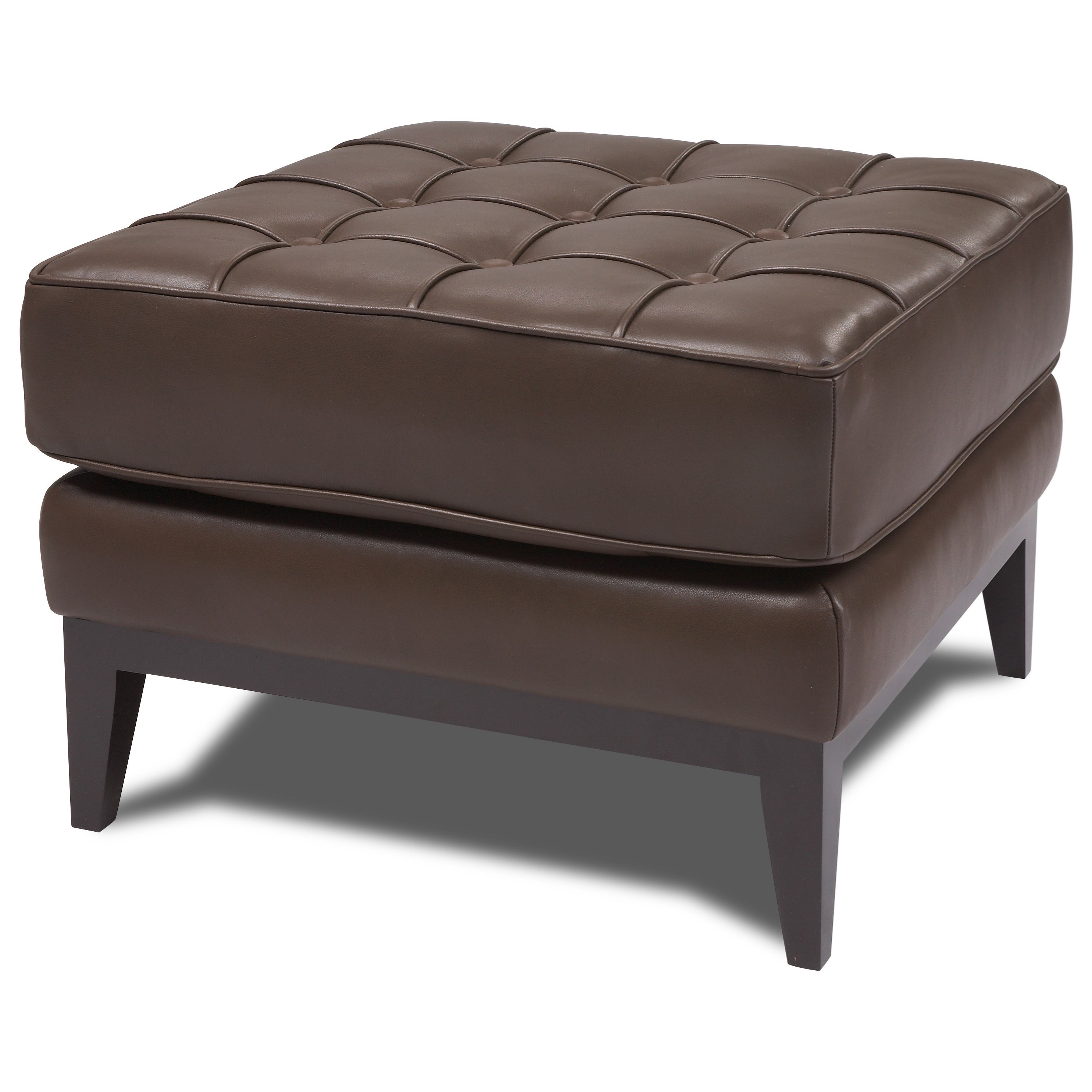 American Leather Luxe Mid-Century Modern 24" Square Ottoman with Button ...