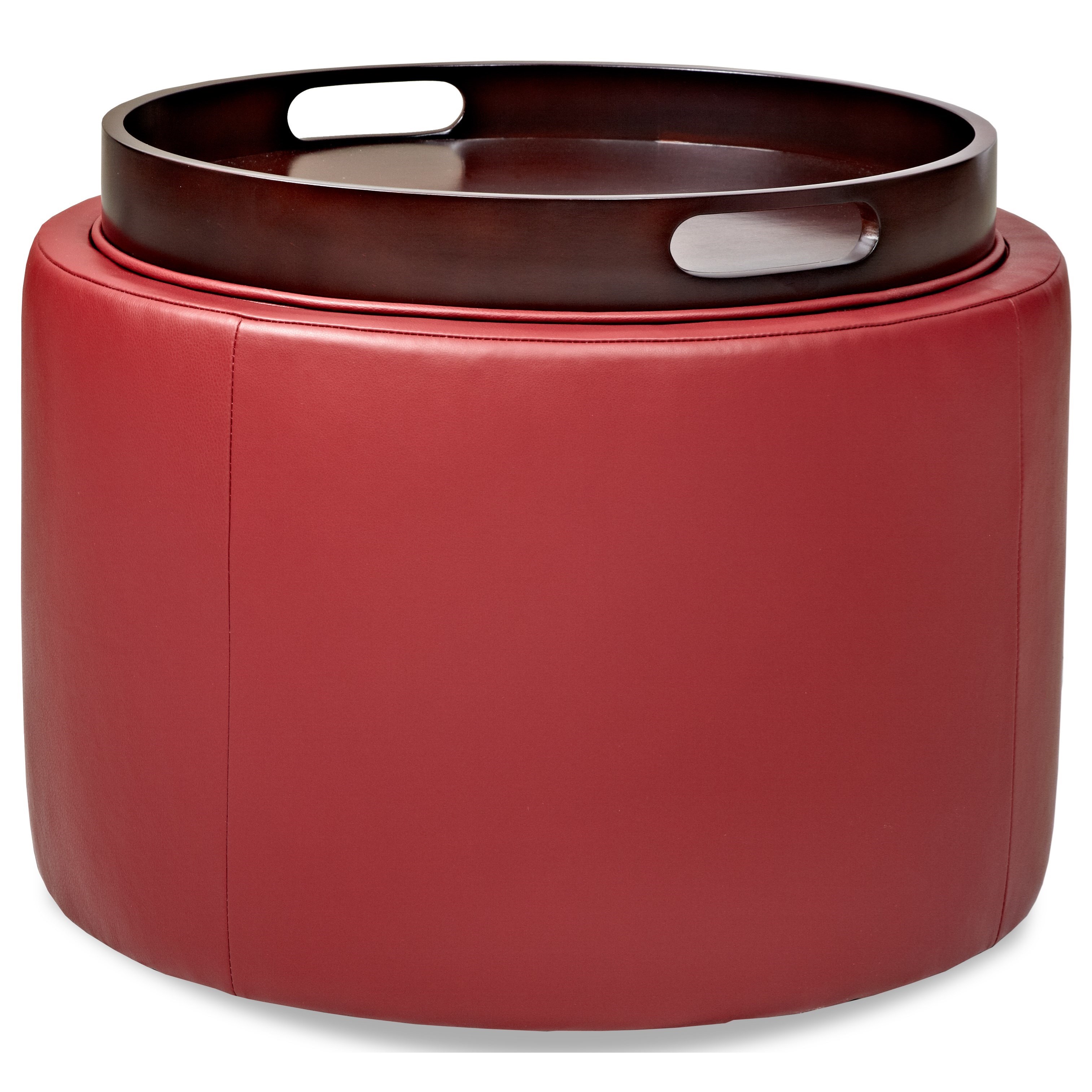 American Leather Uno Round Storage Ottoman with Tray | Sprintz ...