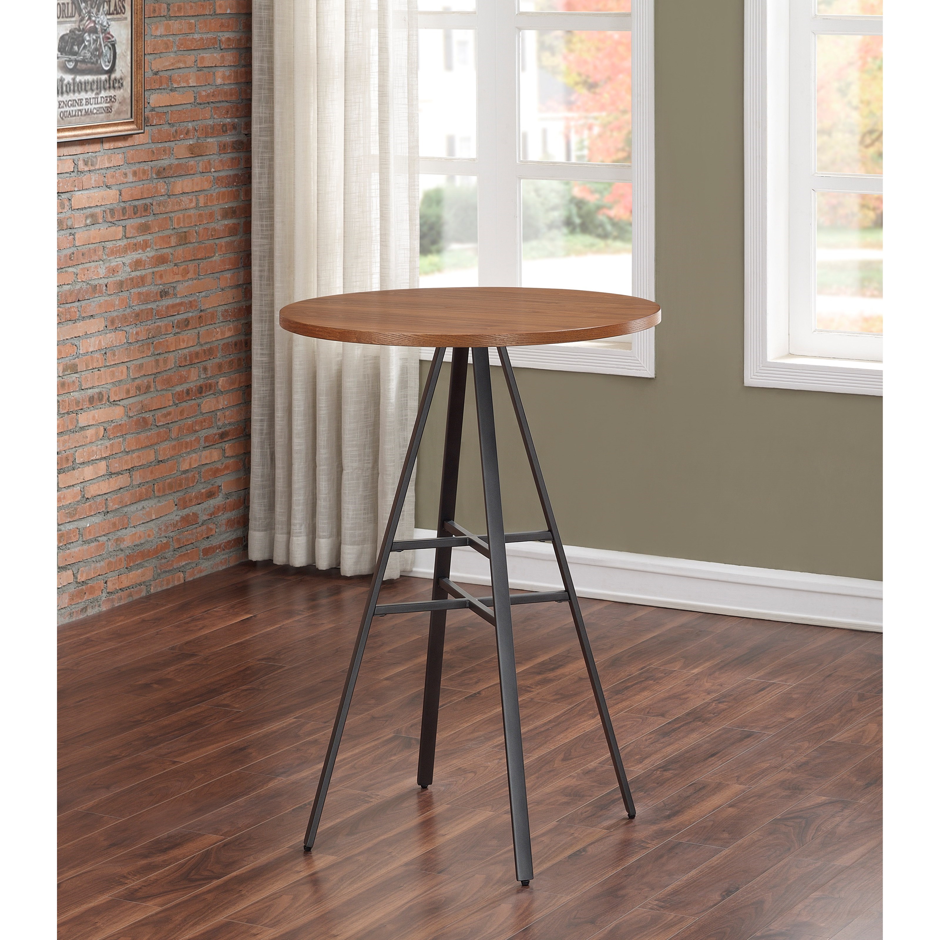 American Woodcrafters Pub Tables Industrial Pub Table with Metal Base ...