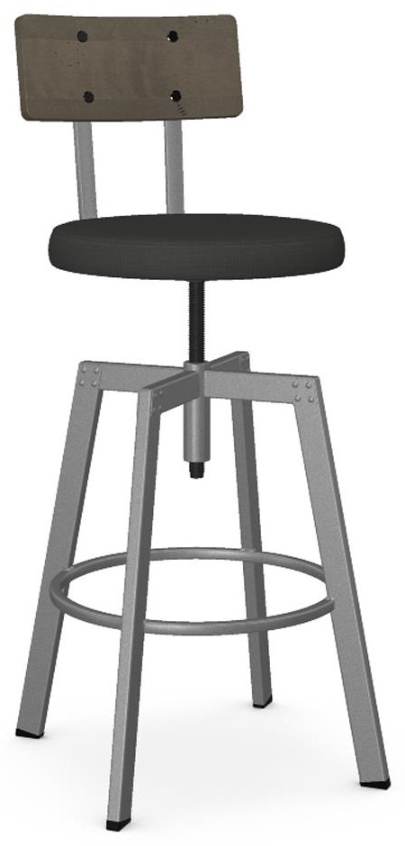 Amisco Industrial - Amisco Architect Stool with Wooden Seat and Back ...