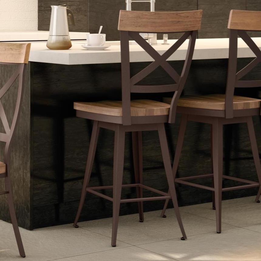Amisco Industrial 26" Kyle Swivel Stool with Wood Seat | A1 Furniture ...