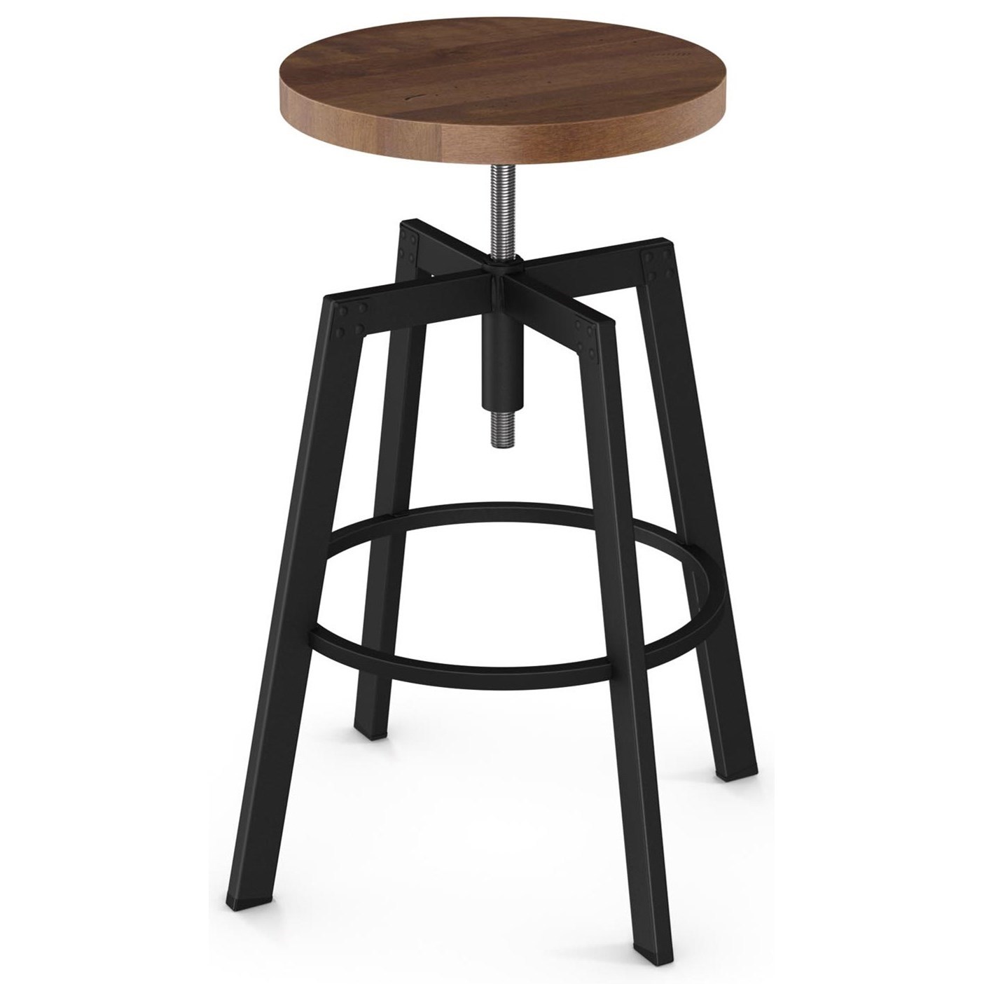 Amisco Industrial 42563 Adjustable Architect Screw Stool with Wood Seat ...
