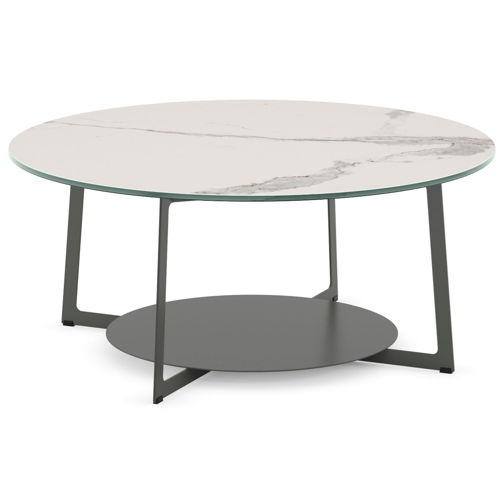 Amisco Urban Customizable Round Malloy Coffee Table with Marble-Look ...