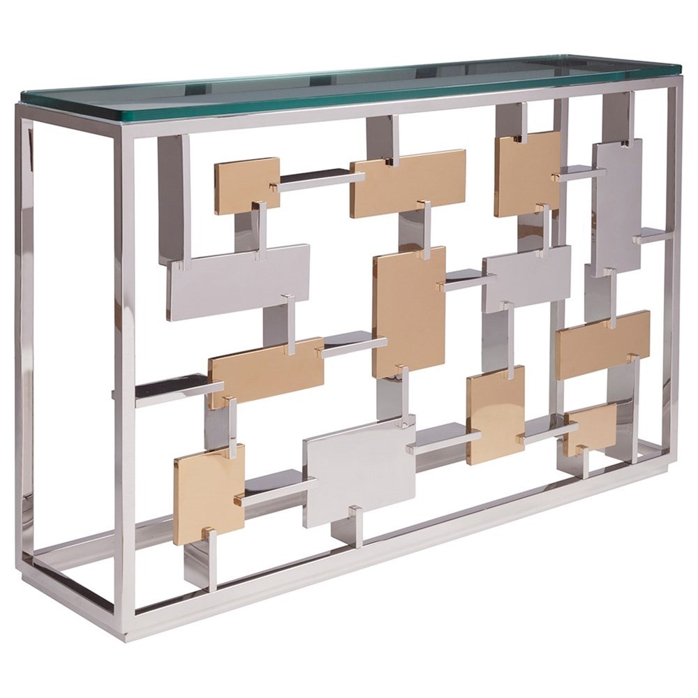 Artistica Cityscape Transitional Console Table with Glass Top | Belfort ...