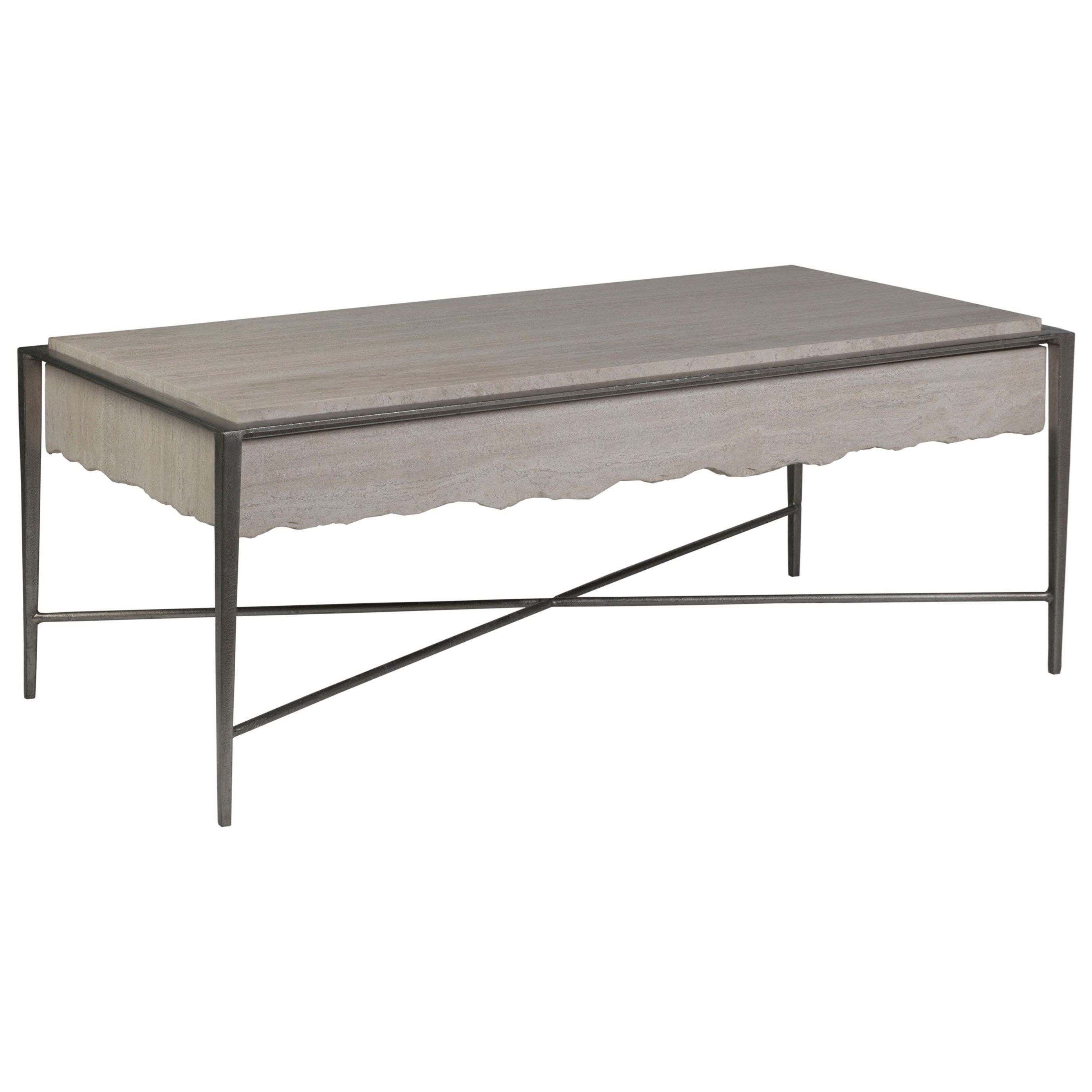 Artistica Everest Contemporary Rectangular Cocktail Table with Travertine Stone Top | Belfort ...