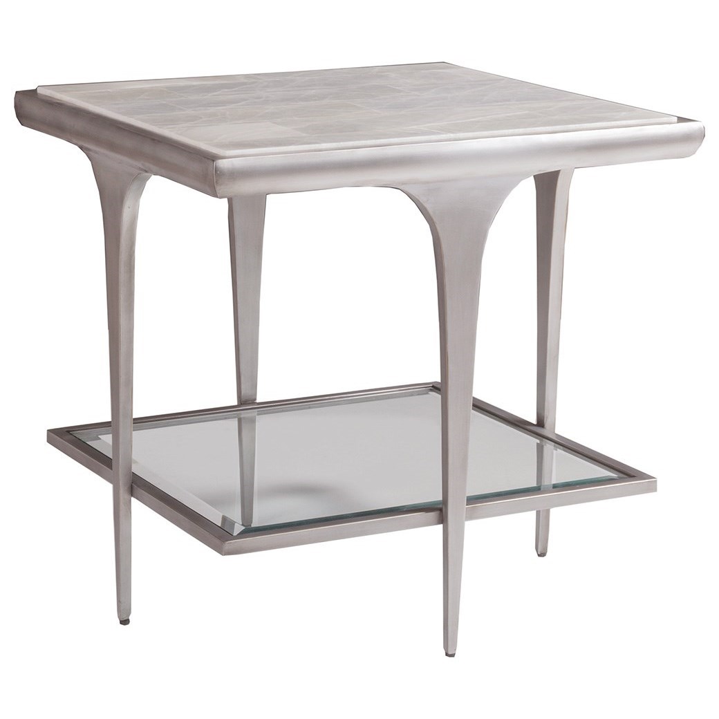 Artistica Zephyr 675198076 Contemporary Metal End Table with Stone Top ...