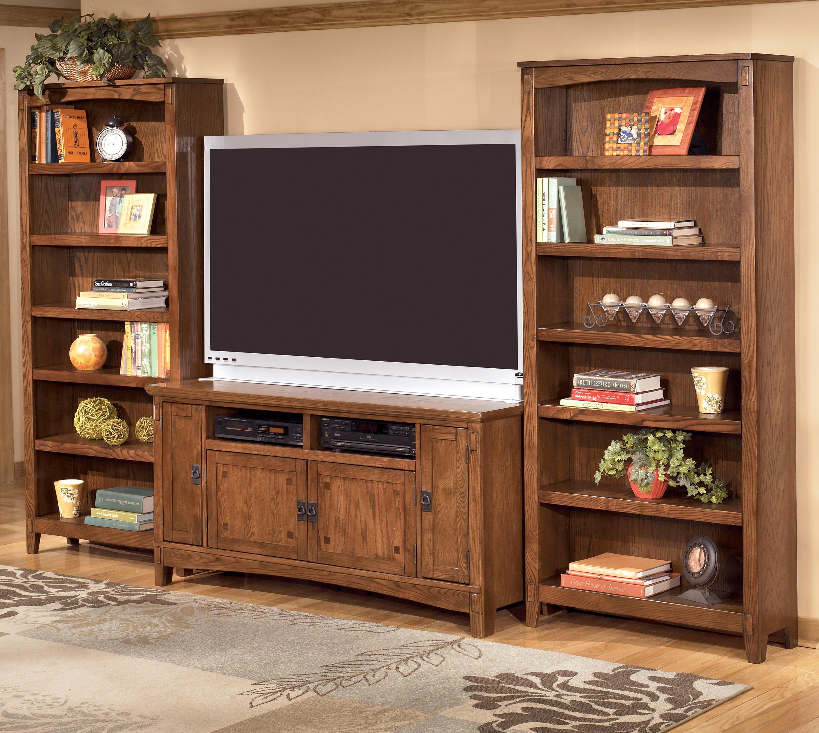 Ashley Furniture Cross Island 60 Inch TV Stand & 2 Large Bookcases ...