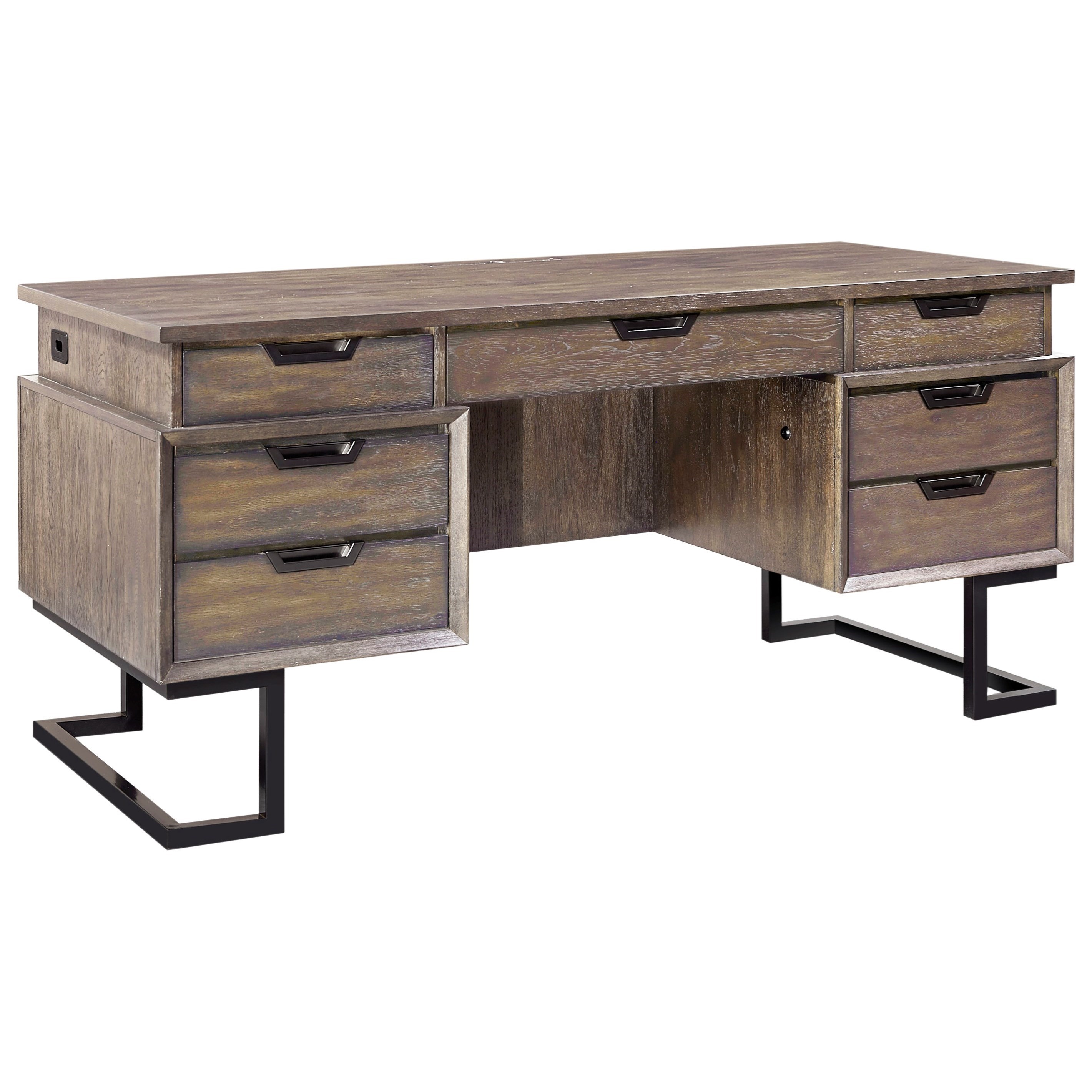 Aspenhome Harper Point Contemporary Desk with Outlets and Locking ...