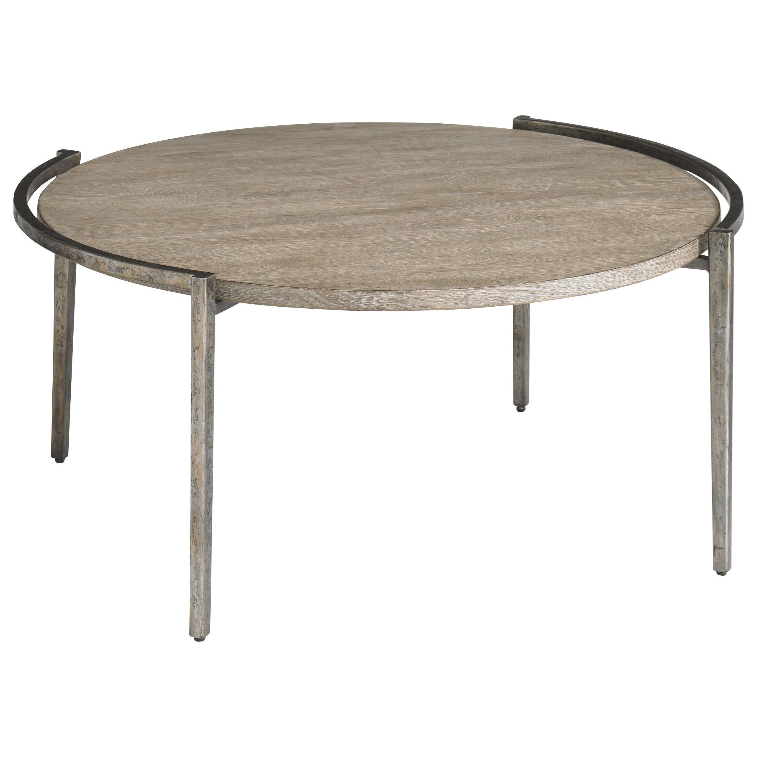Bassett Chelsea Pier Contemporary Round Cocktail Table with Metal Base ...
