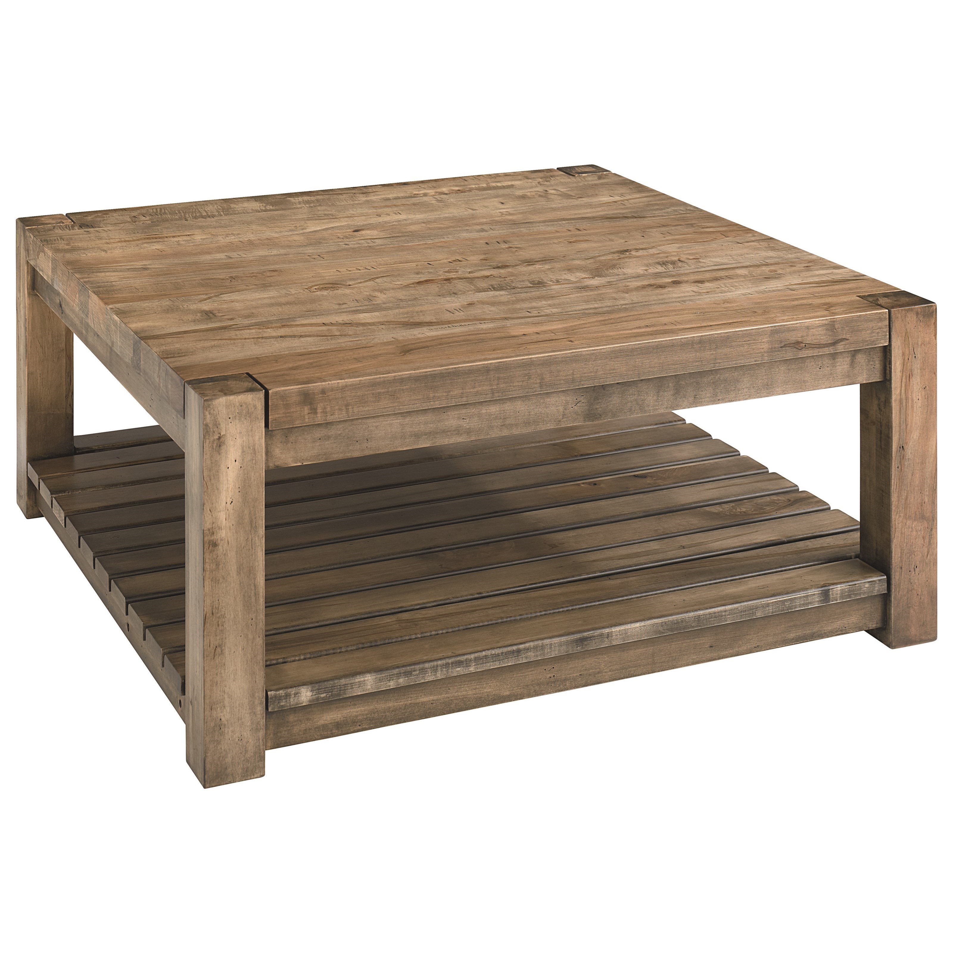 Bassett Hampton Square Cocktail Table with Slatted Shelf | Wayside ...