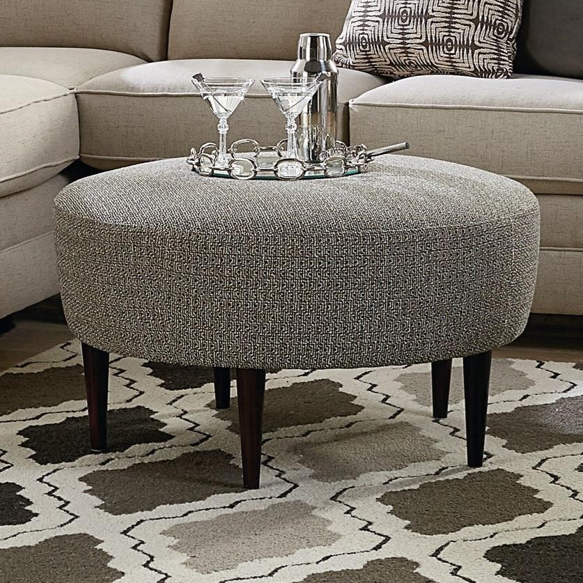 Bassett Rory Contemporary Round Ottoman with Tapered Legs | Bassett of ...