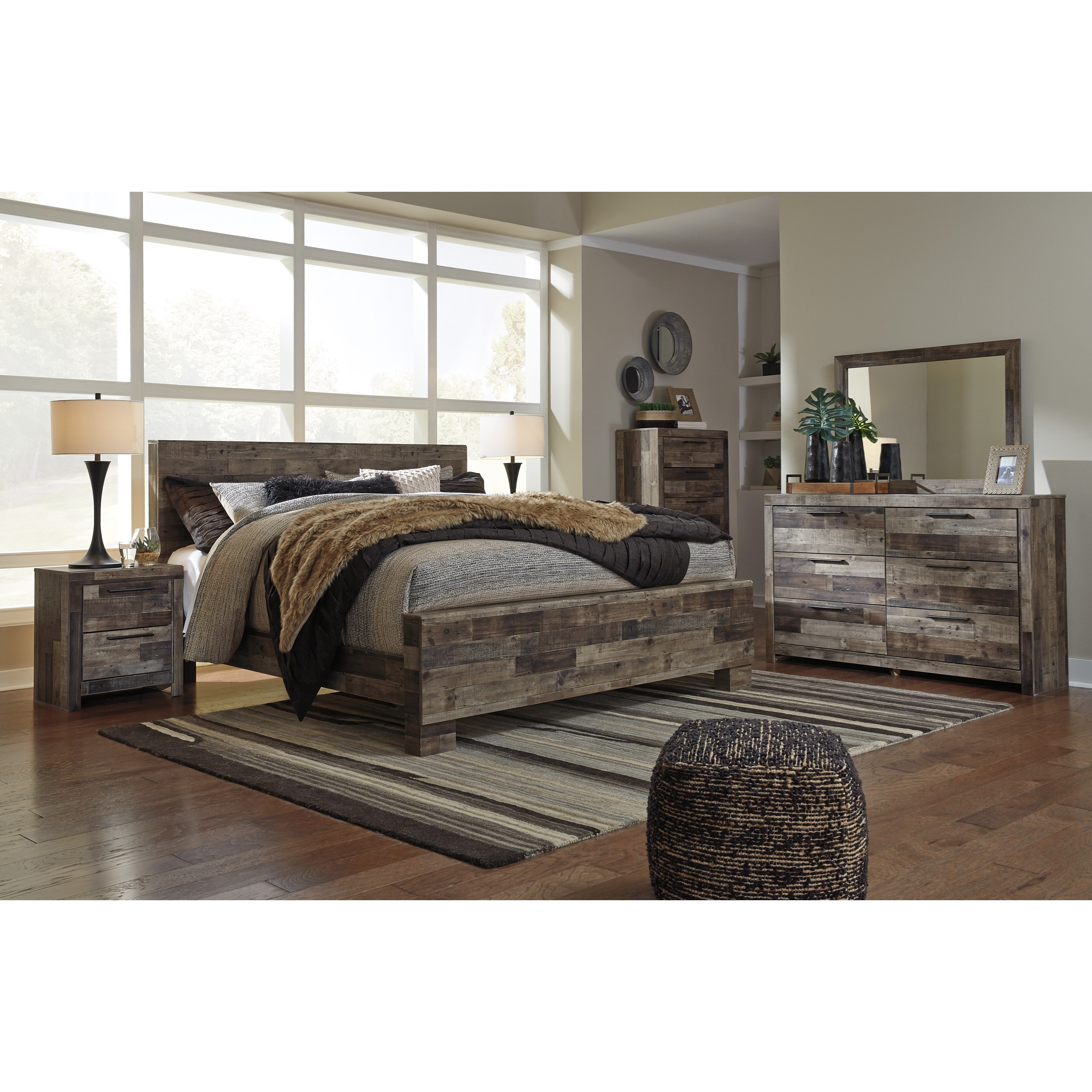 Benchcraft by Ashley Derekson Rustic Modern King Panel Bed | Royal ...