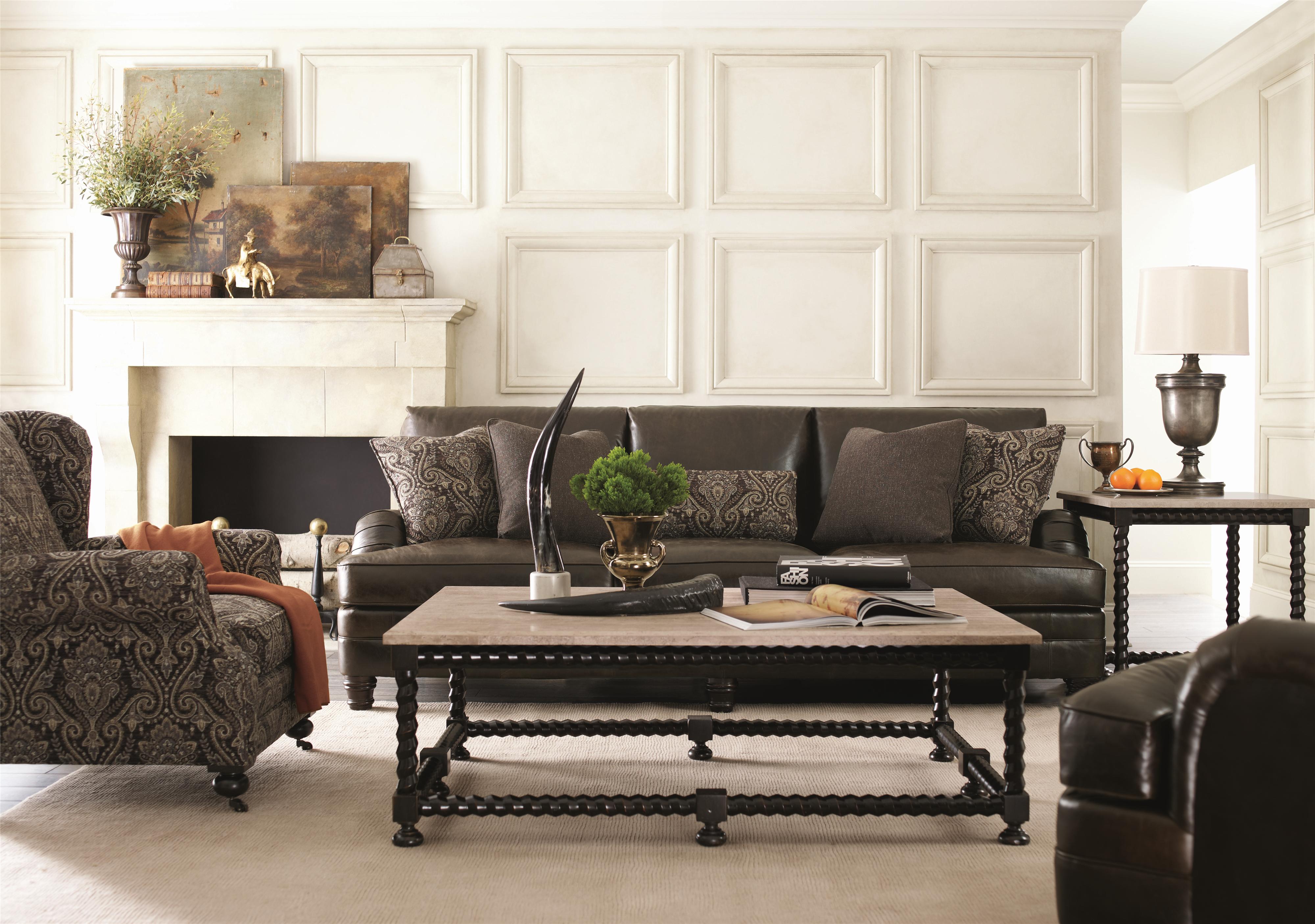 Bernhardt Cordova Cocktail Table with Travertine Stone Top | Belfort ...