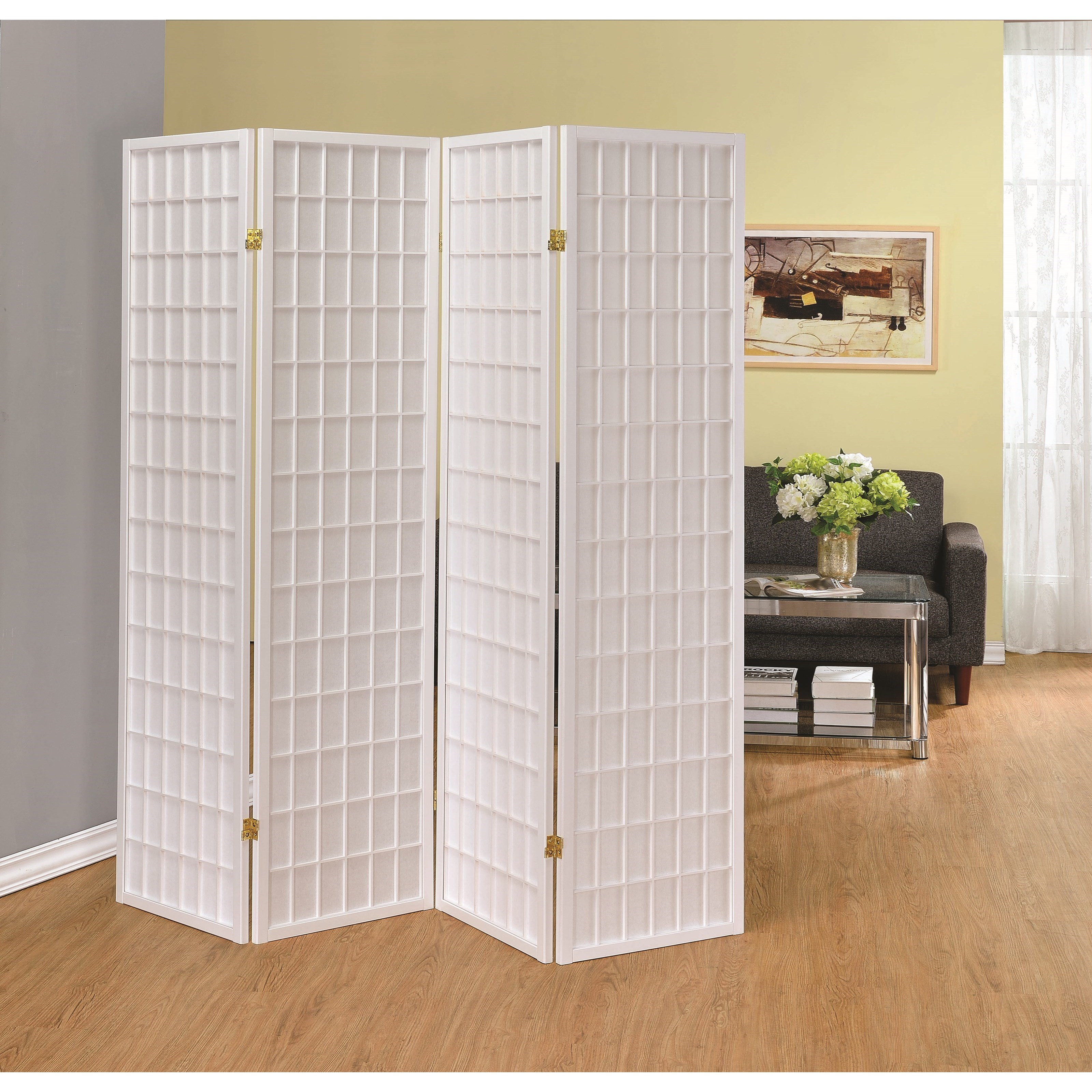 Coaster Folding Screens 902626 Four Panel White Folding Screen | Dunk ...