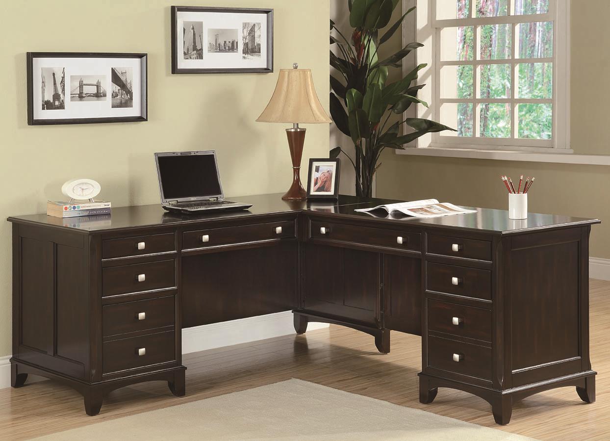 Coaster Garson L-Shaped Desk with 8 Drawers | Value City Furniture | L ...
