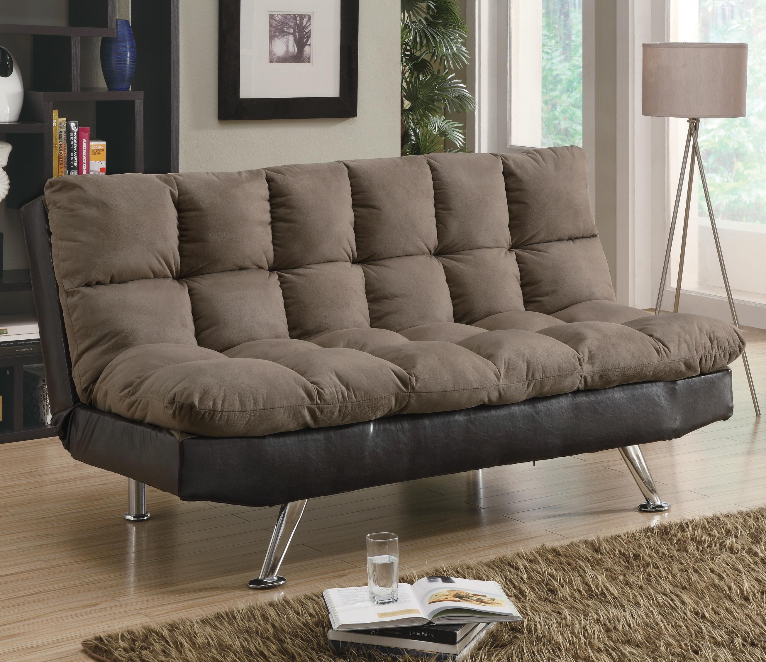 Coaster Sofa Beds and Futons 300306 Contemporary Brown Microfiber/Dark ...