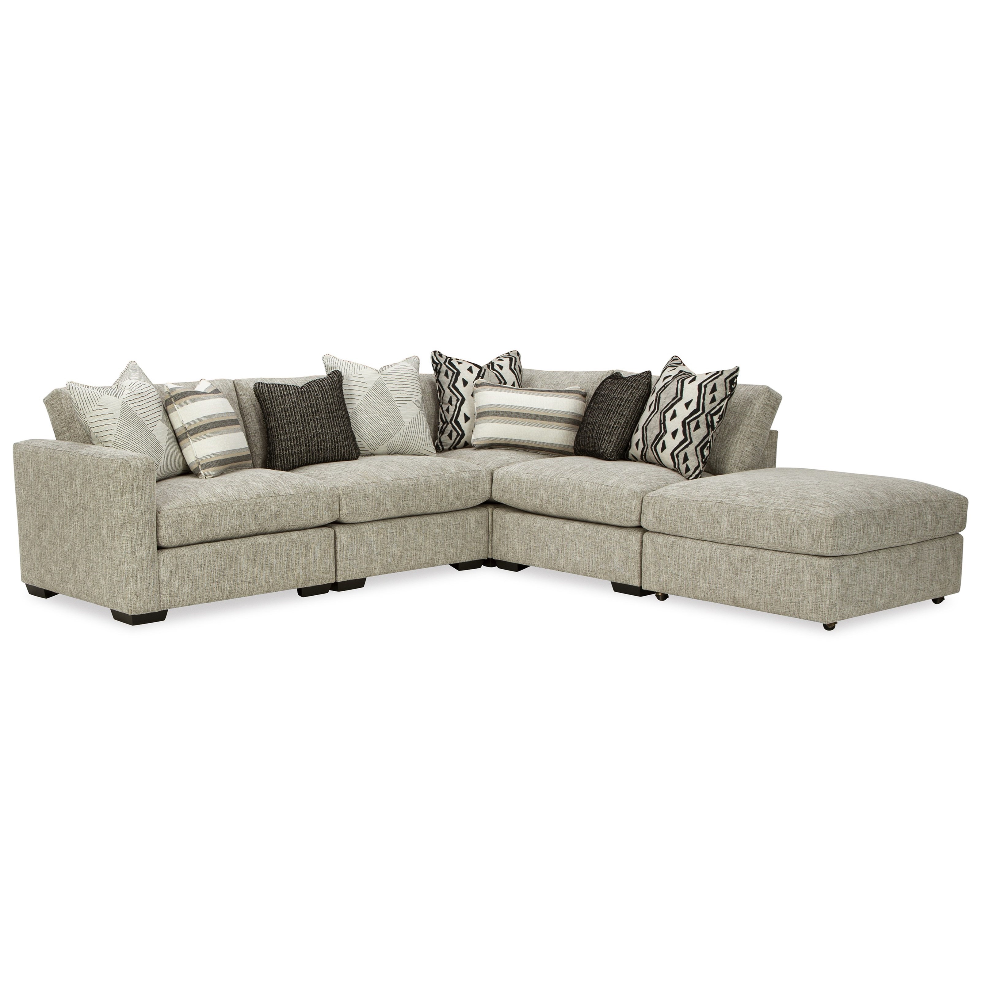 Craftmaster Crystal 5-Piece Sectional Sofa with Ottoman and LAF Chair ...