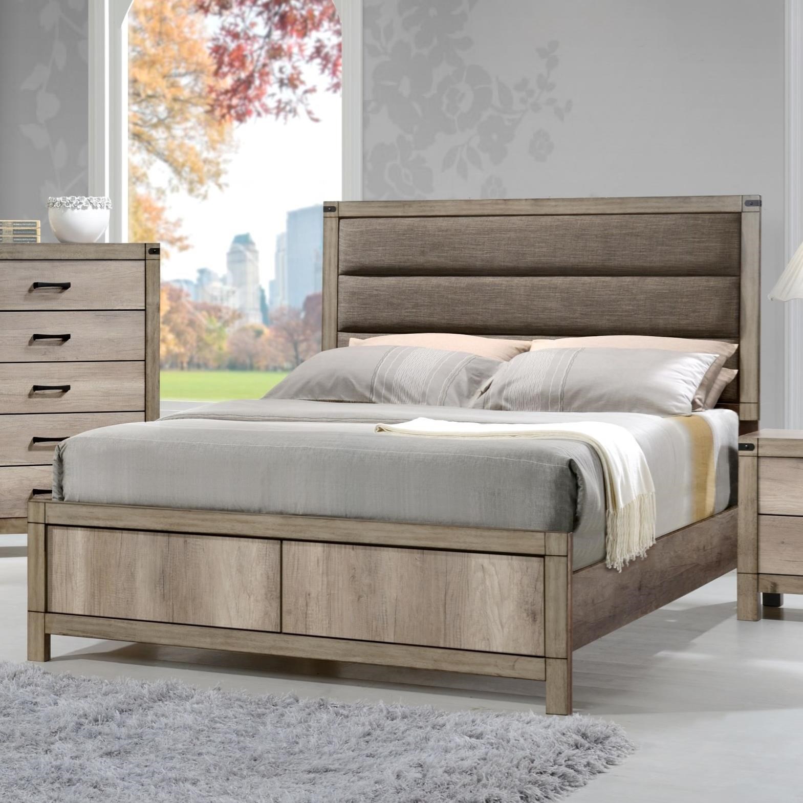 Crown Mark Matteo Queen Upholstered Low Profile Bed | Royal Furniture ...