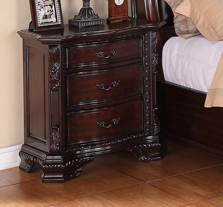 Crown Mark Sheffield Night Stand with Bracket Feet and Three Drawers ...