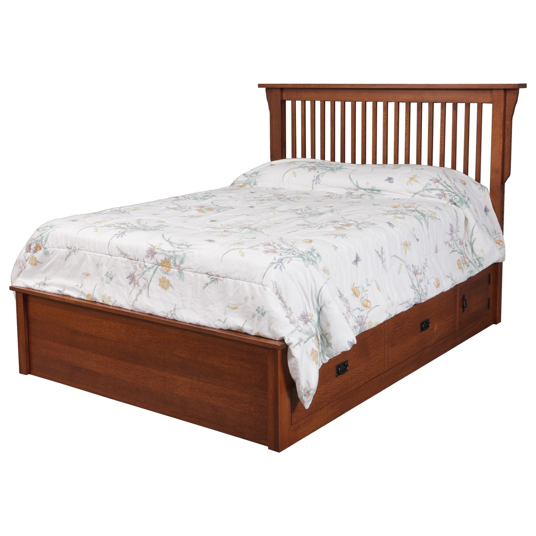 Daniels Amish Mission King Pedestal Bed W/ 60" Storage Drawer on Each ...