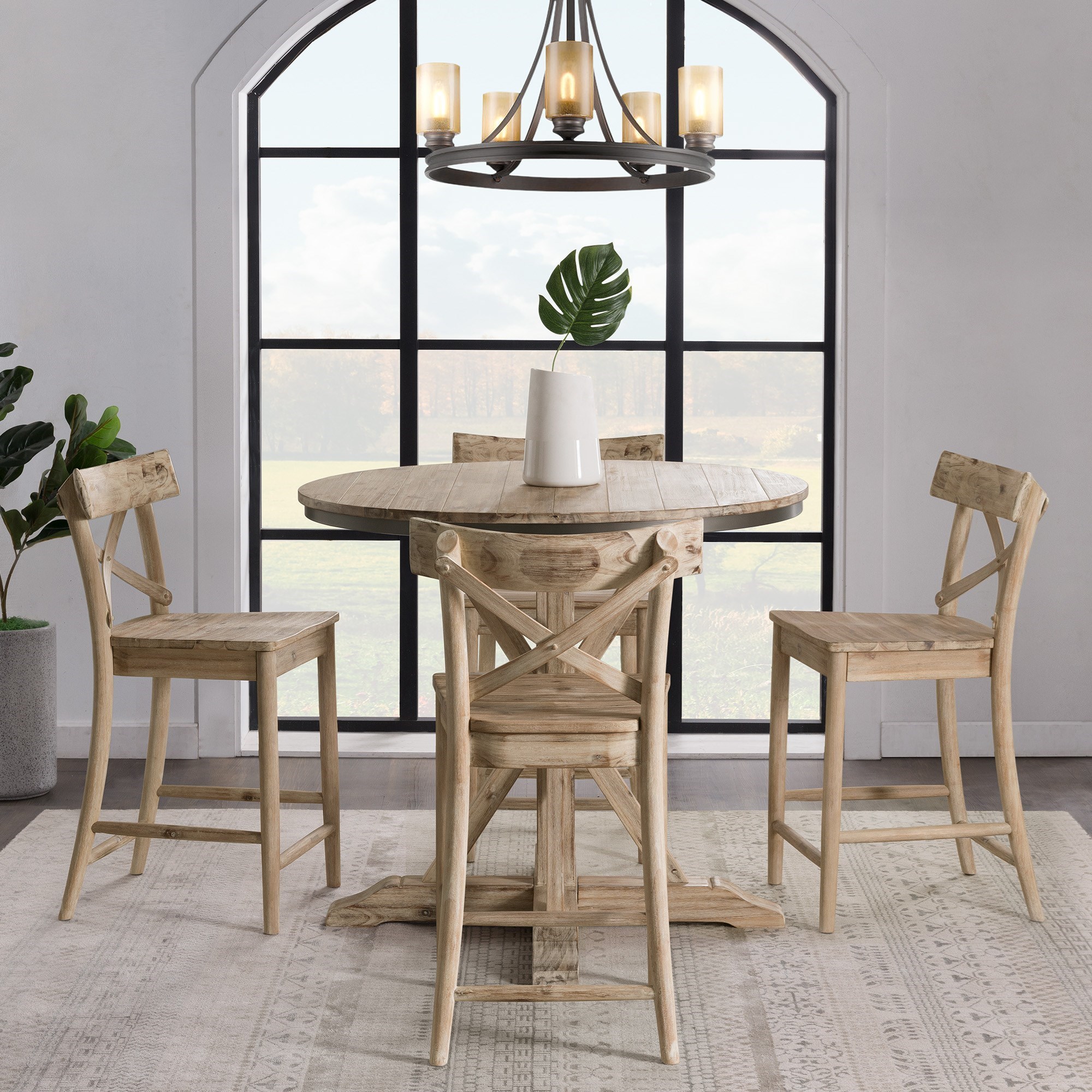 Elements Callista Rustic Round Counter Height Dining Table | Royal ...