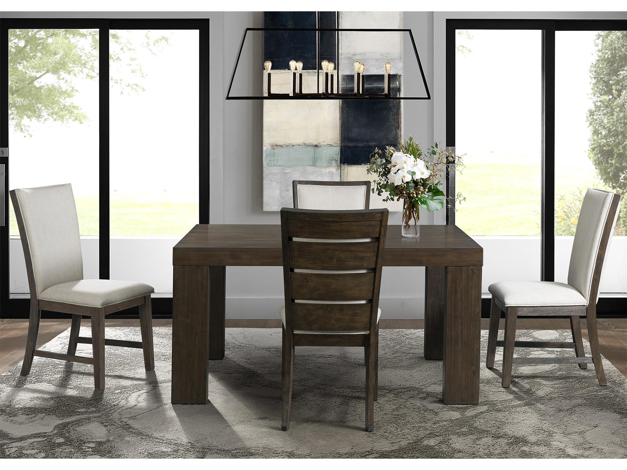 Elements International Grady Contemporary Dining Table Set with 4 slat ...